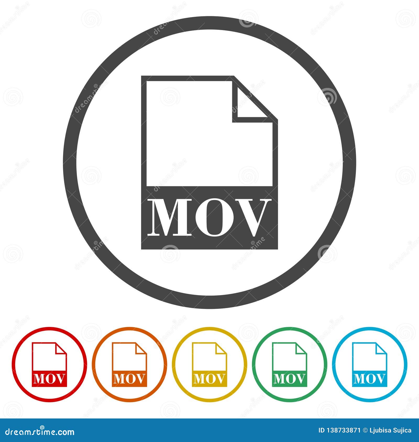 MOV file icon stock vector. Illustration of element - 138733871