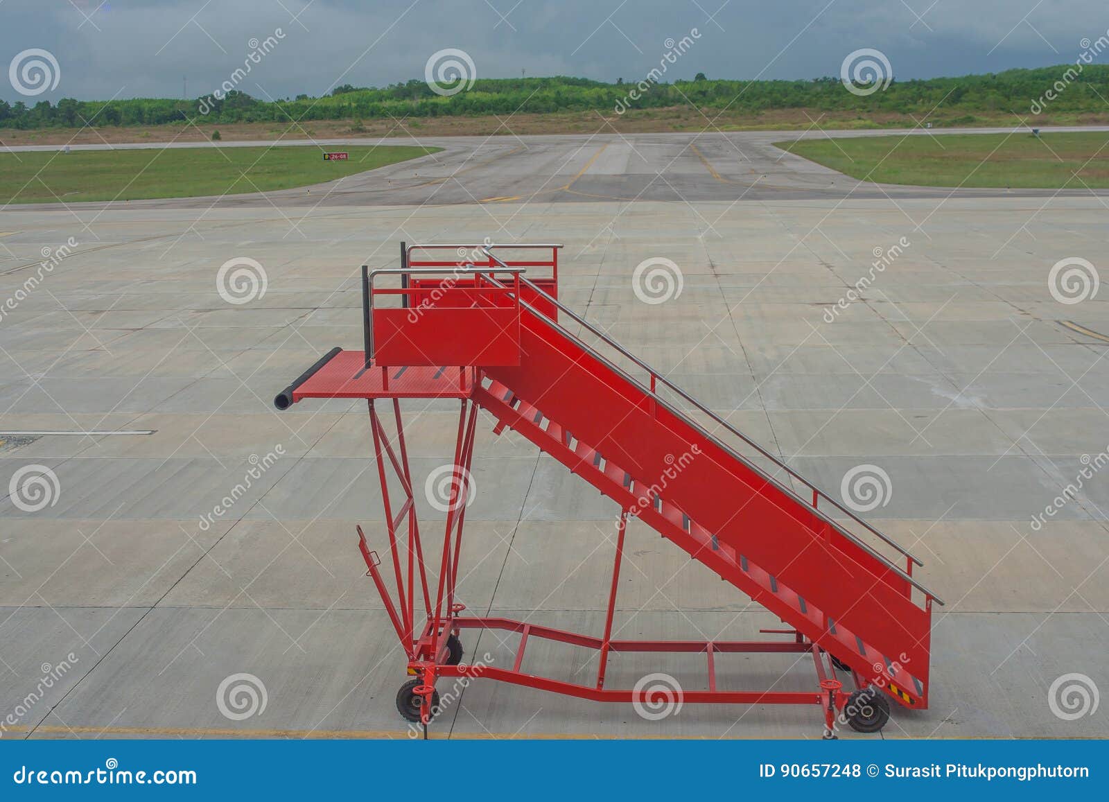 Movable Boarding Ramp for Passenger is Waiting for Airplane. Stock ...