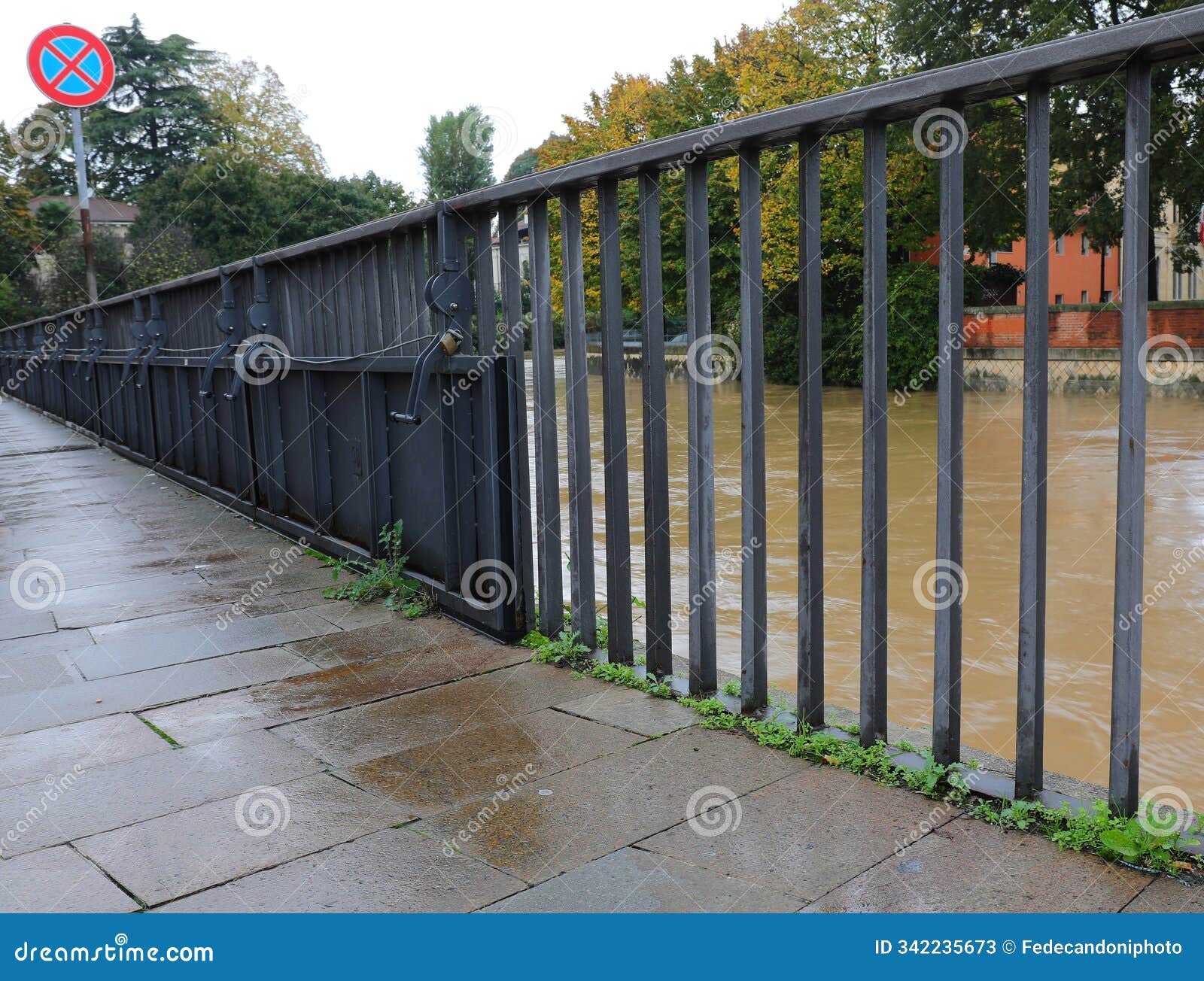 Movable Floodgate Installed in the Bridge Railing Stock Image - Image ...
