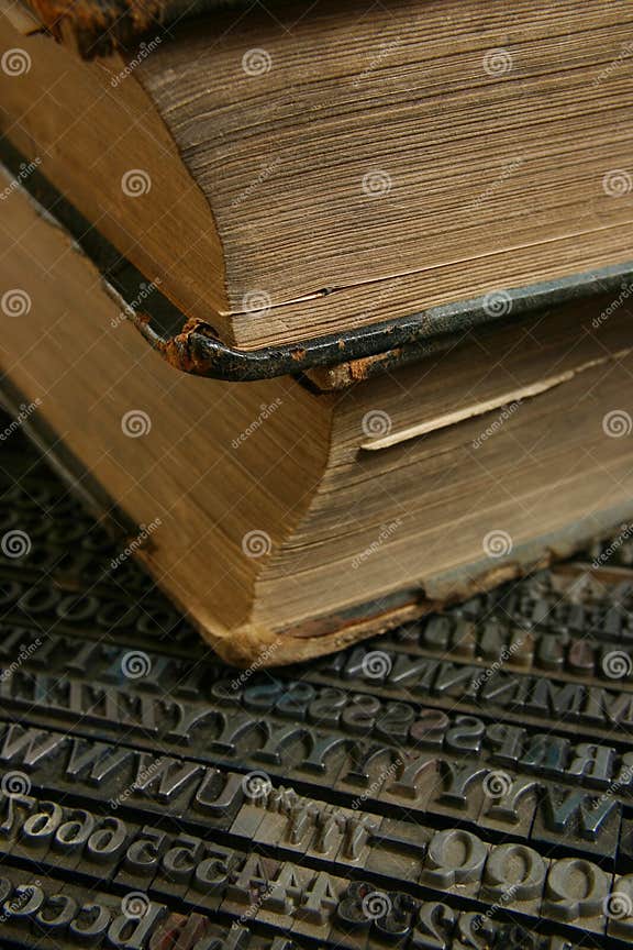 Movable type with old book stock photo. Image of print - 1569162