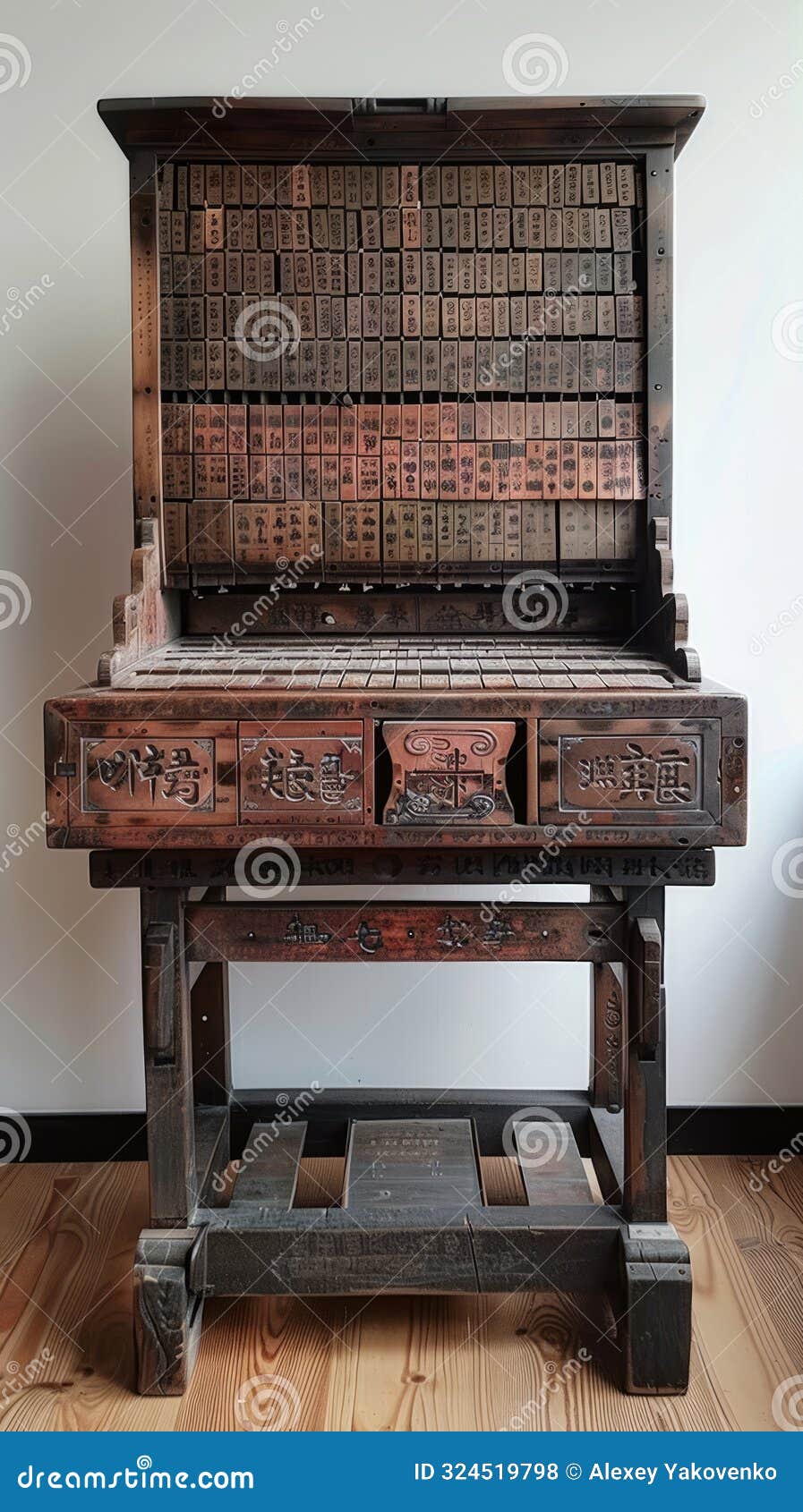 Movable Type Printing Chinese Characters Model. Stock Photo - Image of ...