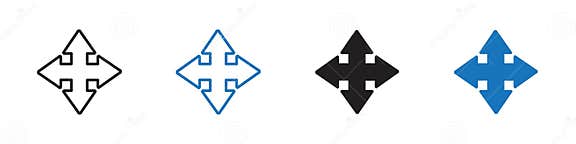 Move Arrow Icon Linear Graphics Set Vector in Black Stock Illustration ...