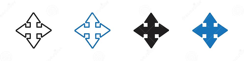 Move Arrow Icon Linear Graphics Set Vector in Black Stock Illustration ...