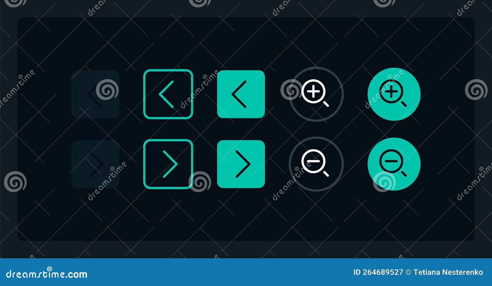 Move Arrow and Zoom Buttons UI Elements Kit Stock Vector - Illustration of website, next: 264689527