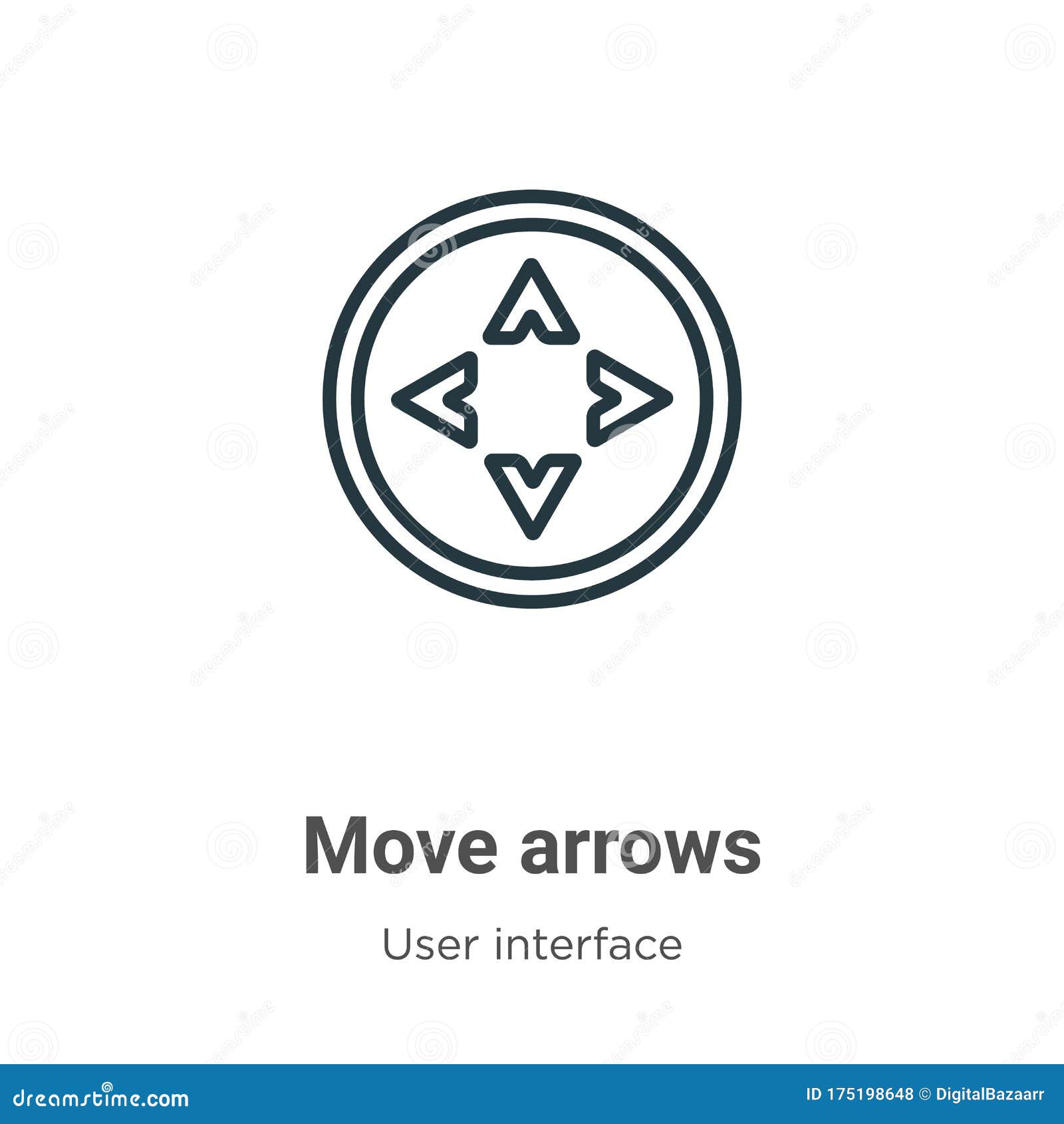 Move Arrows Outline Vector Icon. Thin Line Black Move Arrows Icon, Flat ...