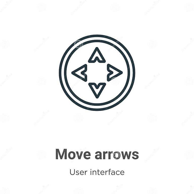 Move Arrows Outline Vector Icon. Thin Line Black Move Arrows Icon, Flat ...