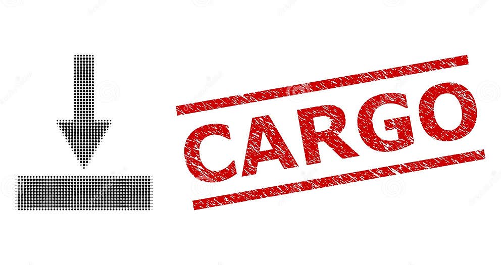 Textured Cargo Stamp and Halftone Dotted Move Bottom Stock Vector ...