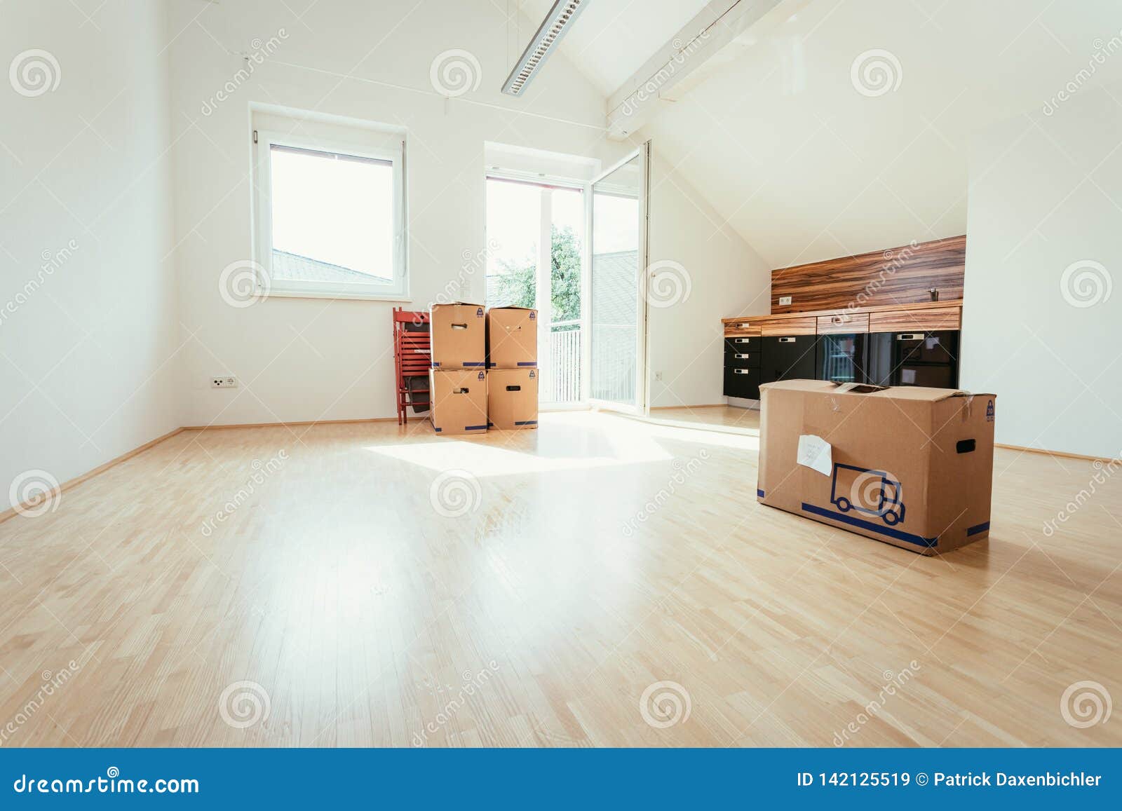 Move. Cardboard, Boxes for Moving into a New, Clean and Bright Home ...