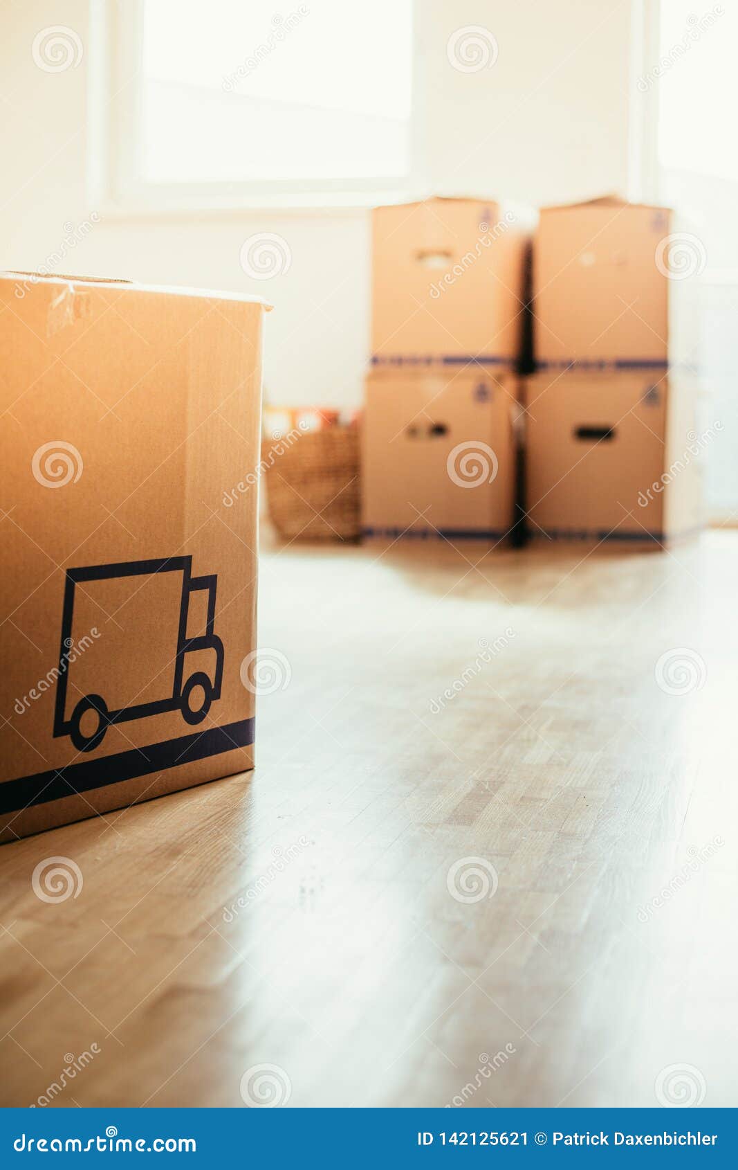 Move. Cardboard, Boxes for Moving into a New, Clean and Bright Home ...