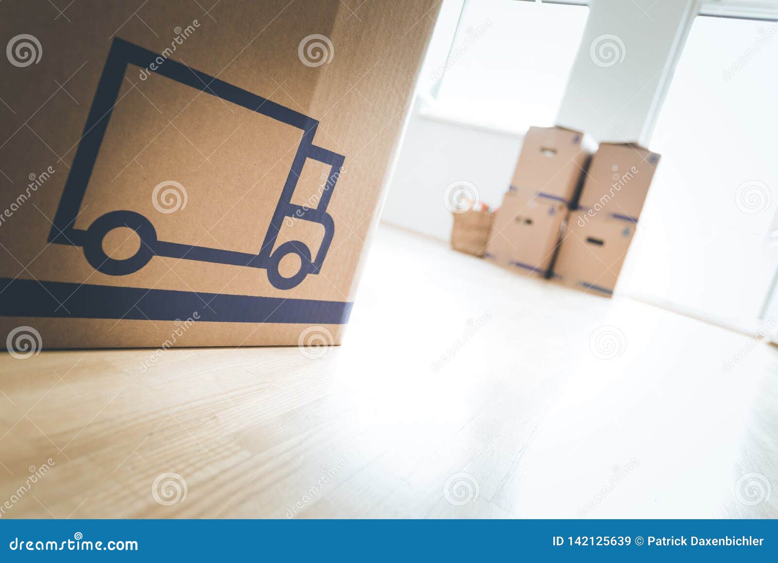 Move. Cardboard, Boxes for Moving into a New, Clean and Bright Home ...
