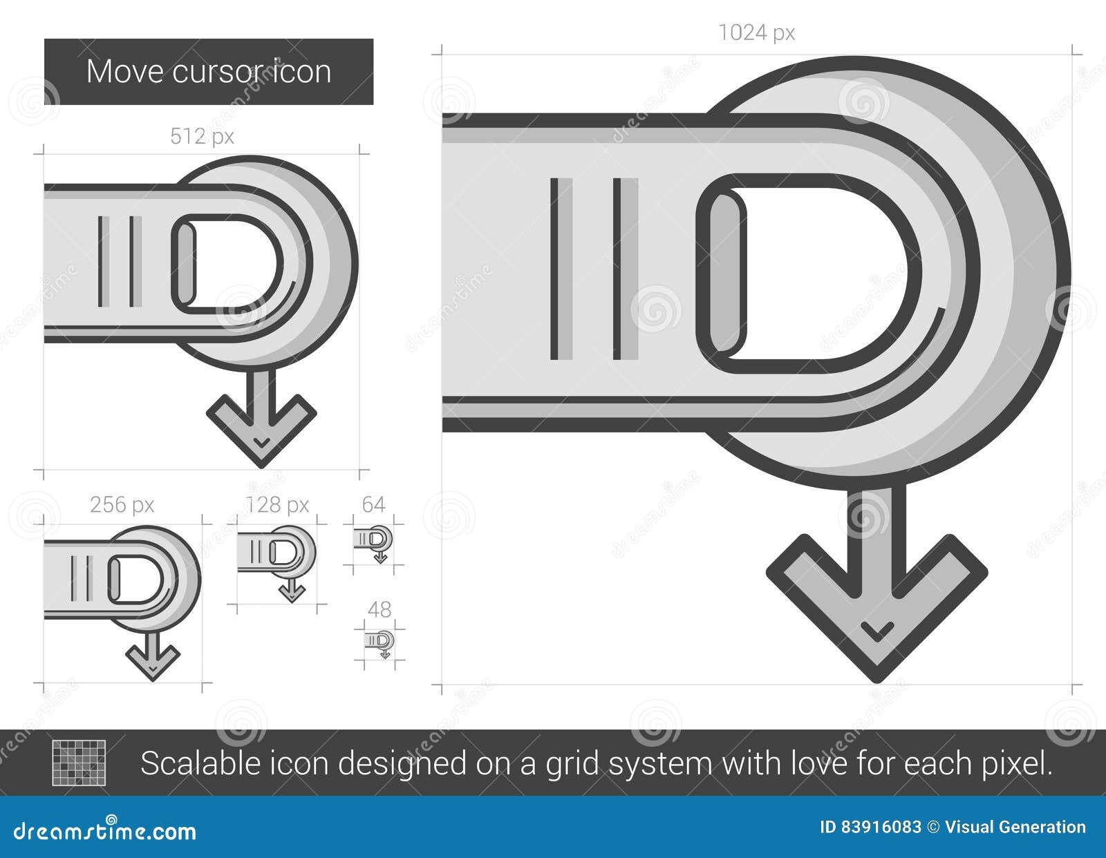 Move cursor line icon. stock vector. Illustration of device - 83916083