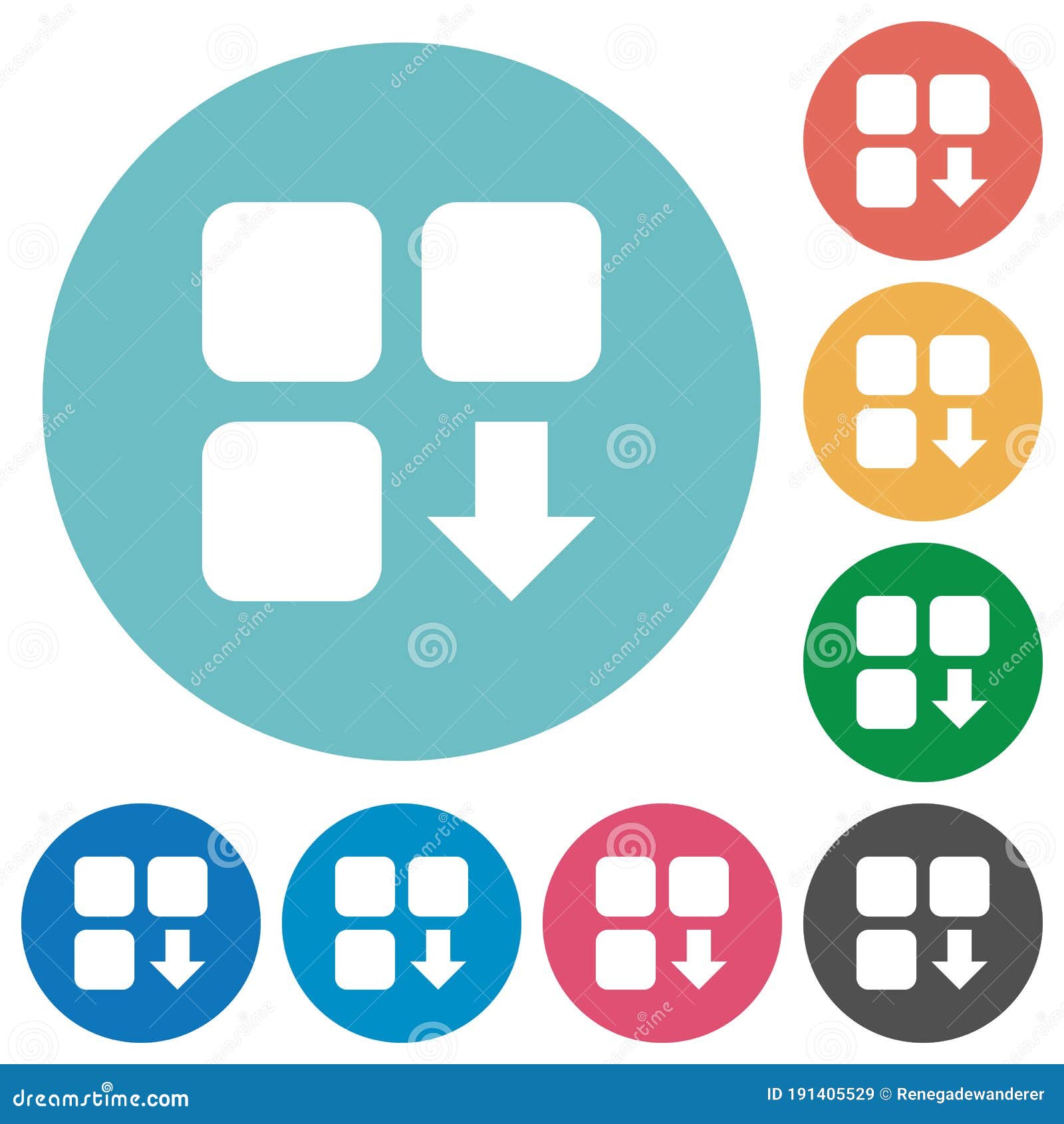 Move Down Component Flat Round Icons Stock Vector - Illustration of ...