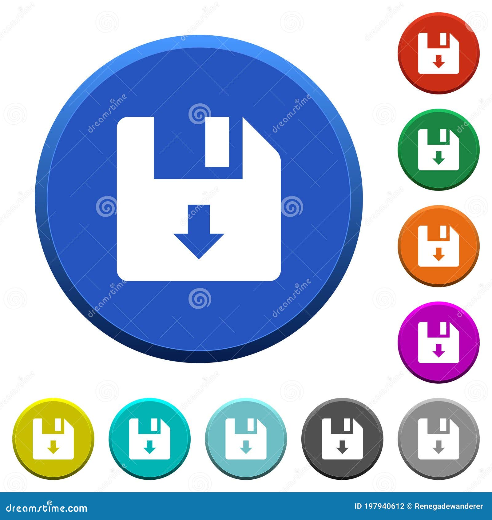 Move Down File Beveled Buttons Stock Vector - Illustration of vector ...