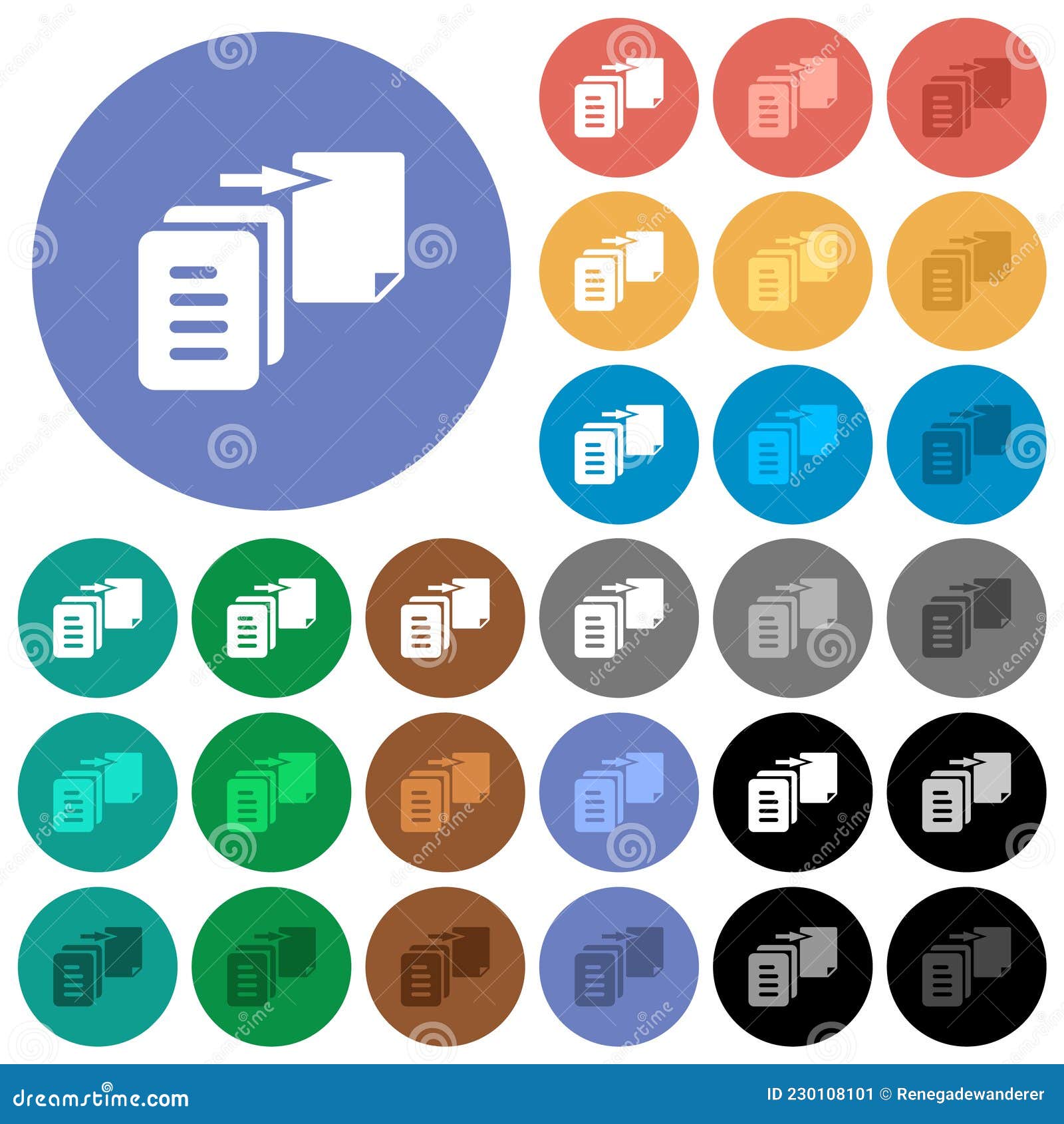 Move File Solid Round Flat Multi Colored Icons Stock Vector ...