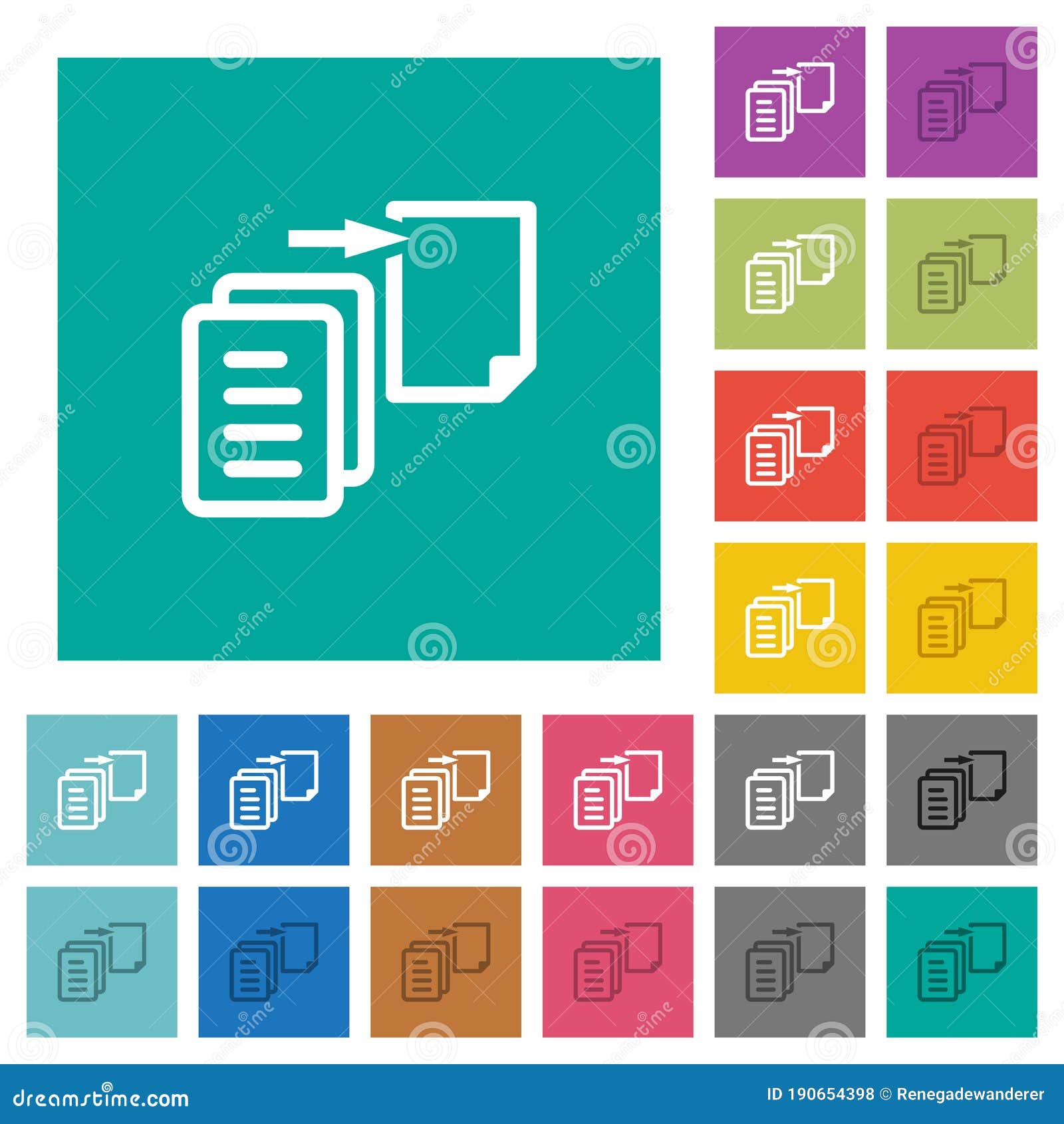 Move File Square Flat Multi Colored Icons Stock Vector - Illustration ...