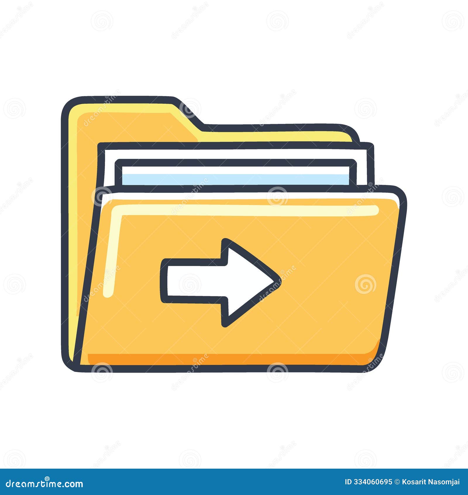 Move Folder Icon. Yellow Folder Icon with White Right Arrow, Indicating ...
