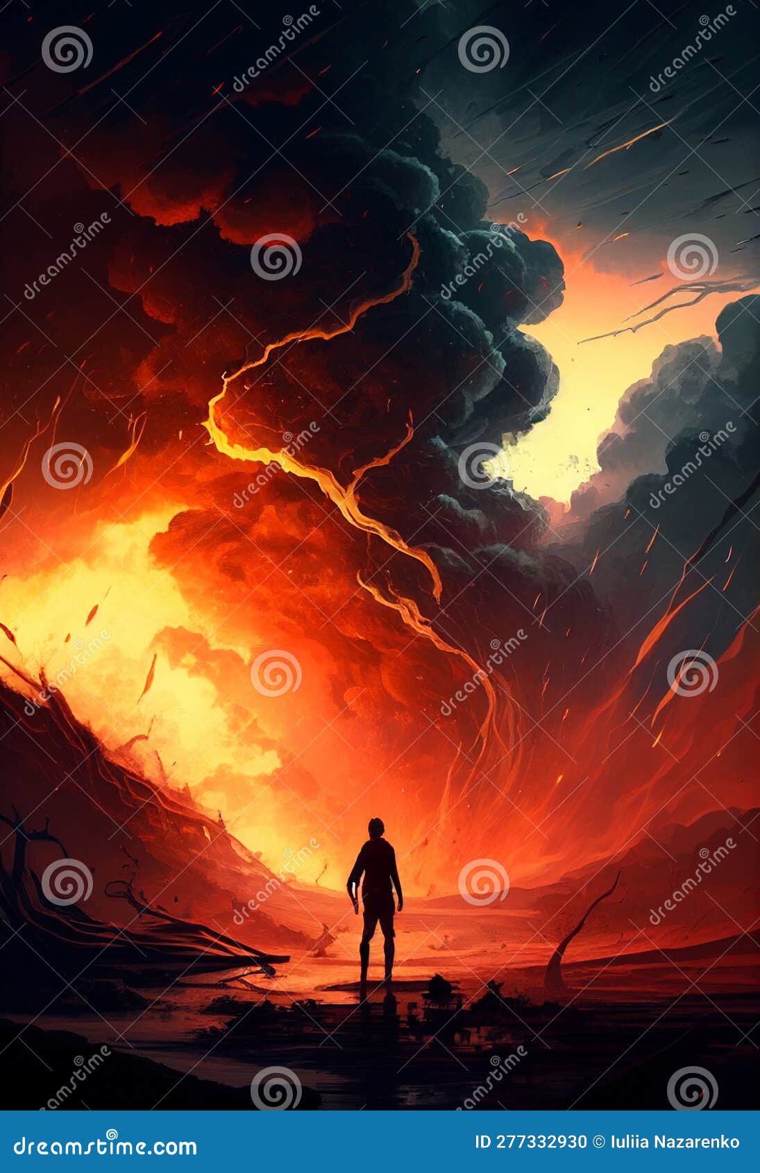 Move Forward through Fire and Weather. AI Generated Stock Illustration ...