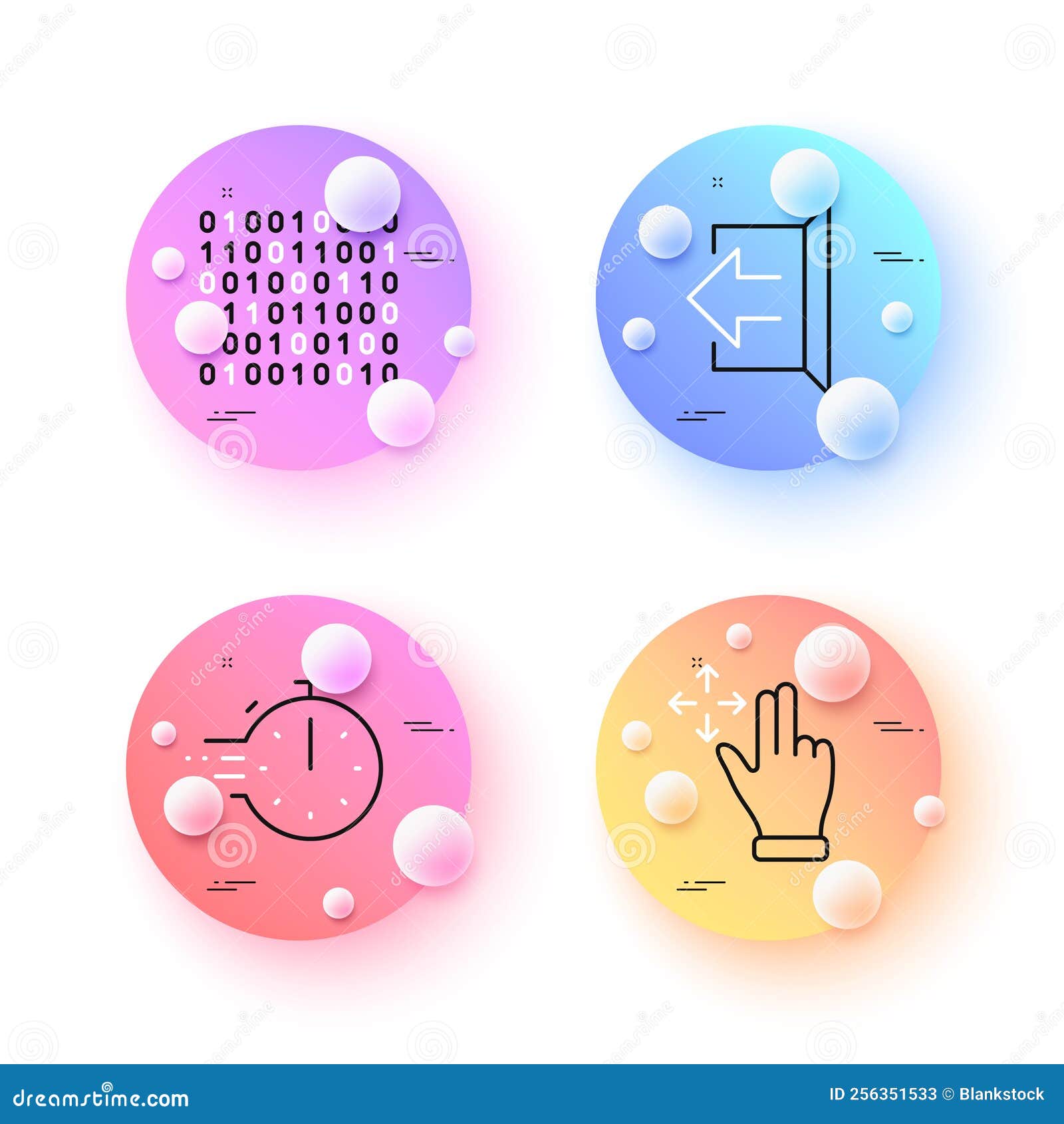 Move Gesture Binary Code And Cooking Timer Minimal Line Icons For Web Application Printing