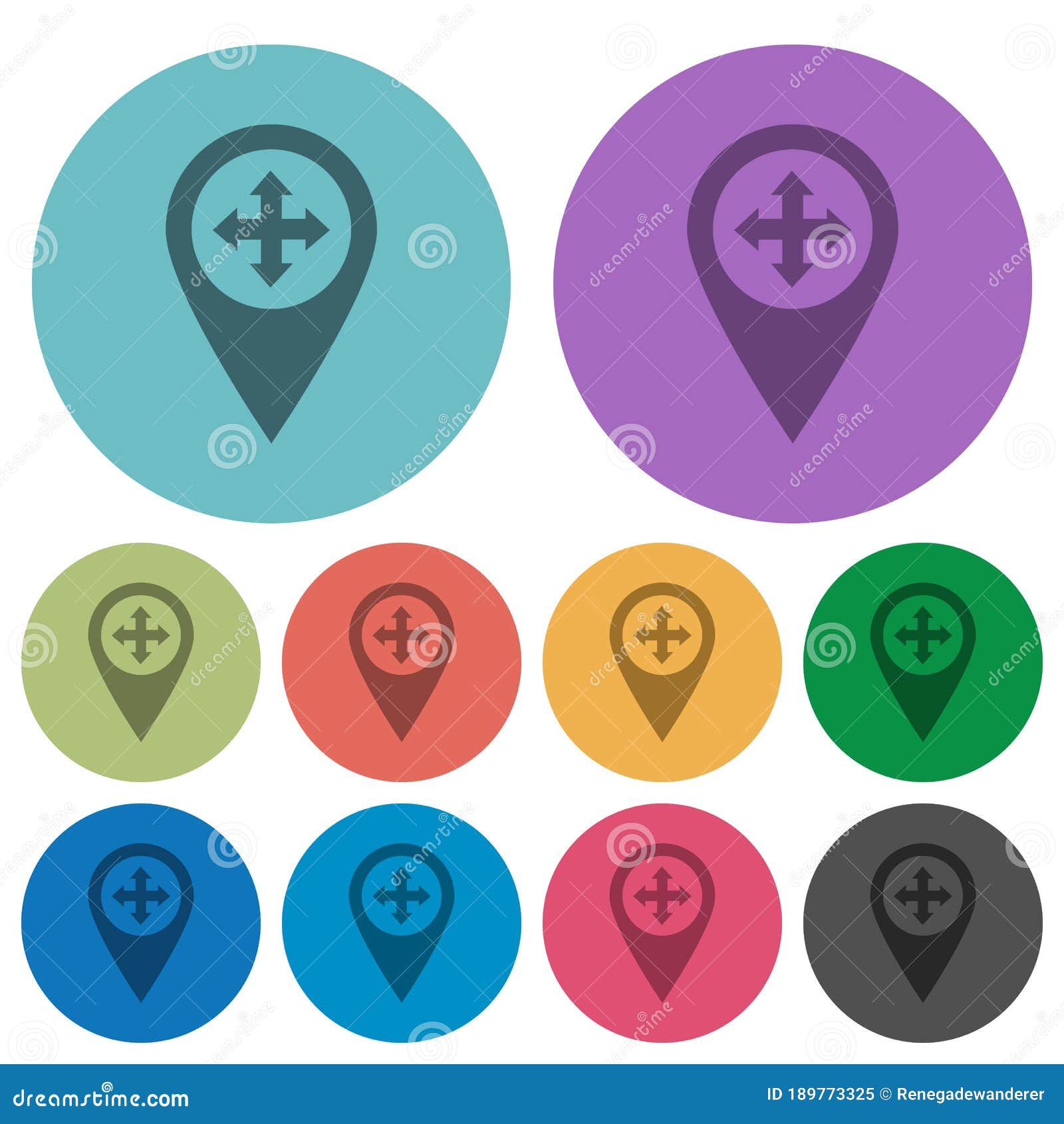 Move GPS Map Location Color Darker Flat Icons Stock Vector ...