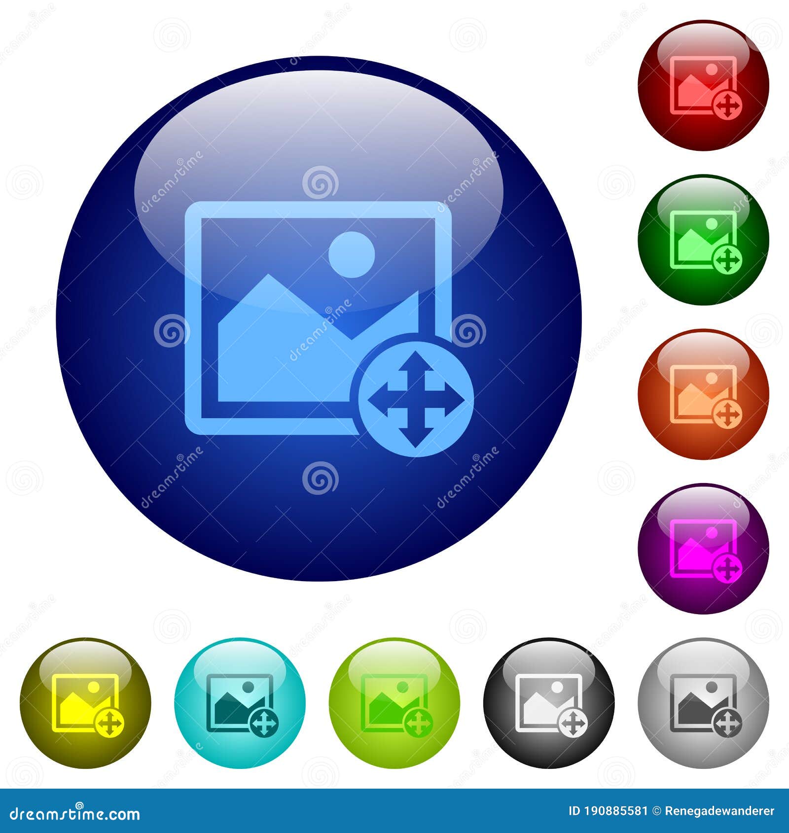 Move Image Color Glass Buttons Stock Vector - Illustration of buttons ...