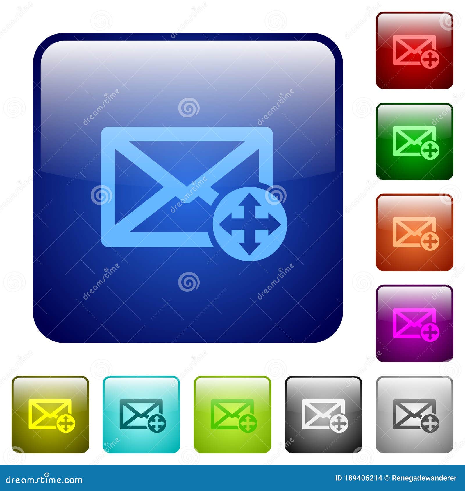 Move Mail Color Square Buttons Stock Vector - Illustration of gray ...