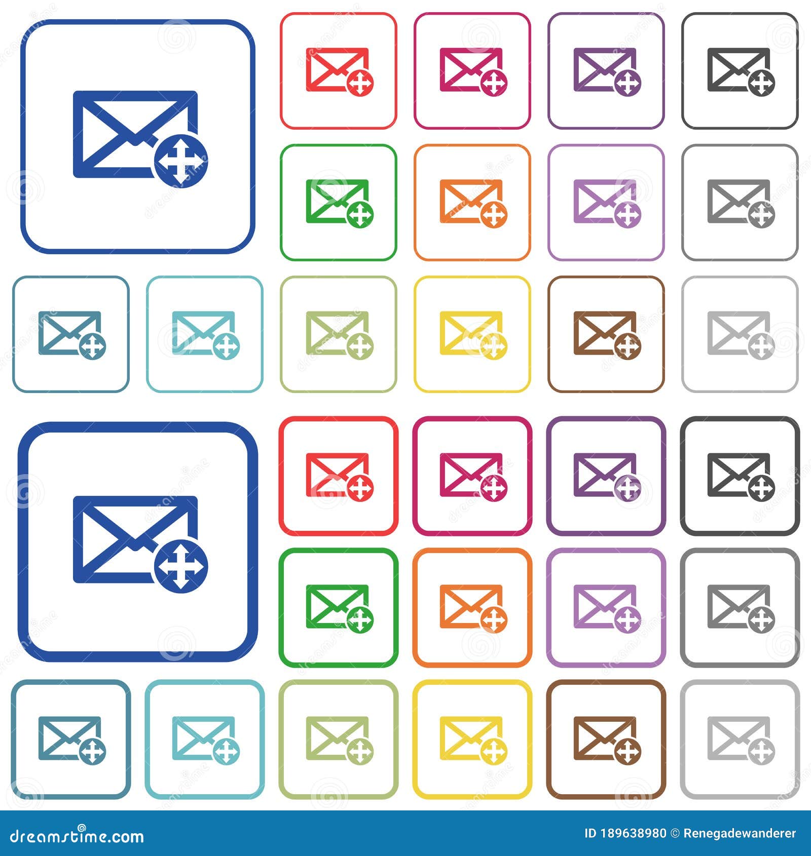 Move Mail Outlined Flat Color Icons Stock Vector - Illustration of move ...