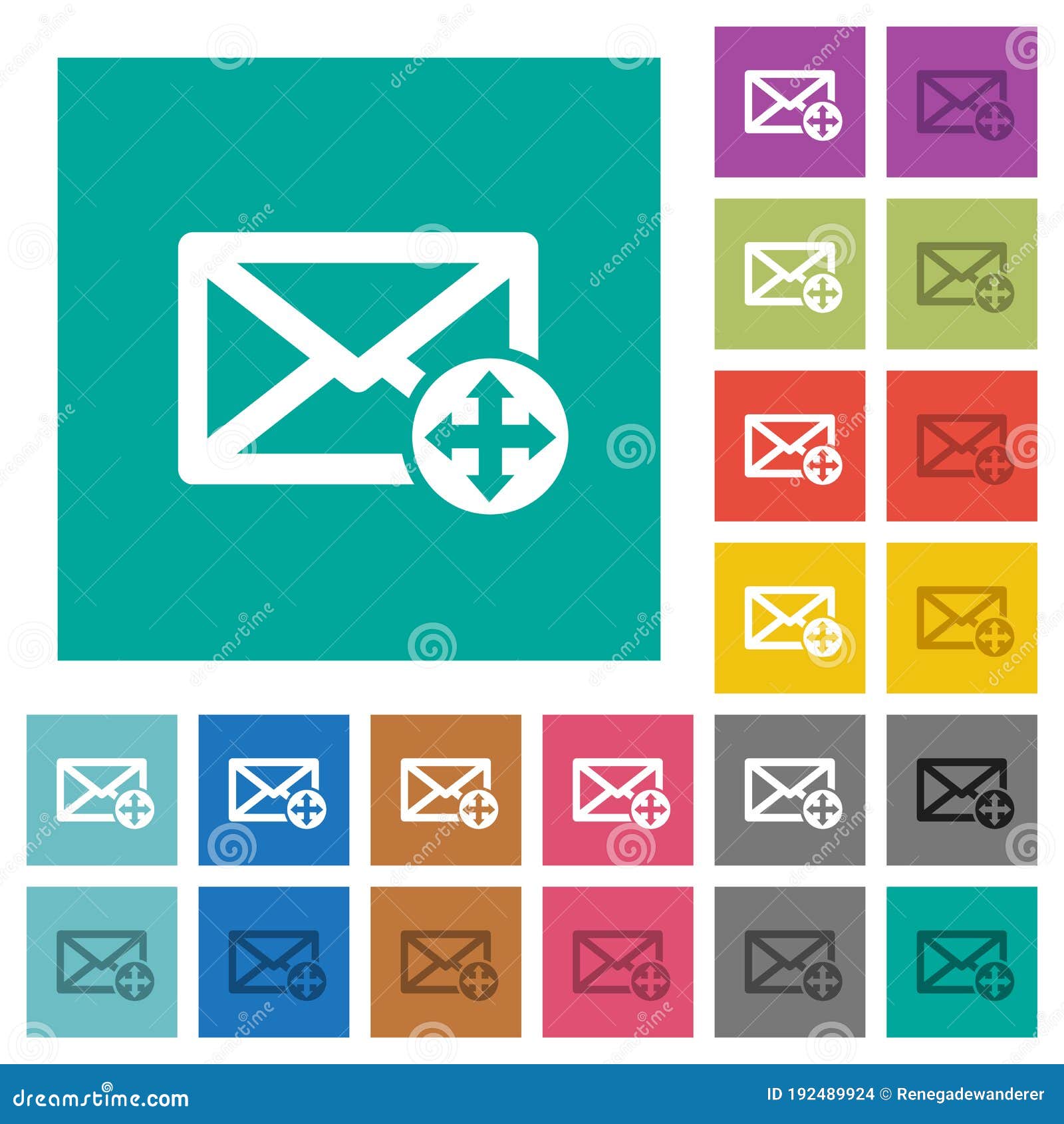 Move Mail Square Flat Multi Colored Icons Stock Vector - Illustration ...