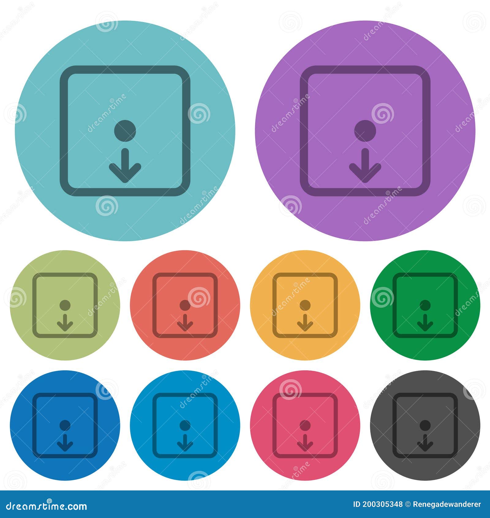 Move Object Down Color Darker Flat Icons Stock Vector - Illustration of ...