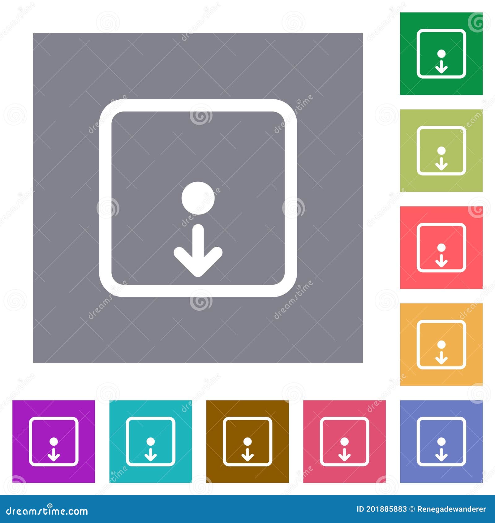 Move Object Down Square Flat Icons Stock Vector - Illustration of ...