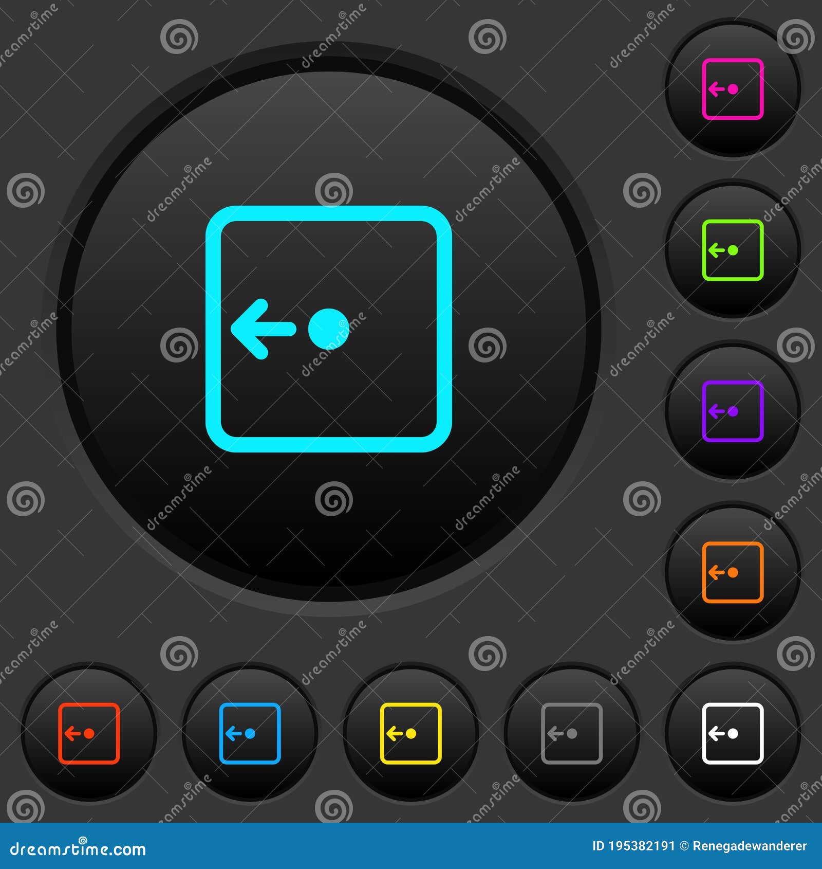 Move Object Left Dark Push Buttons with Color Icons Stock Vector ...