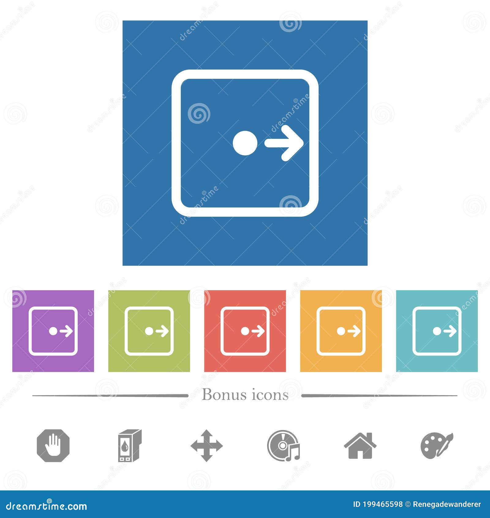 Move Object Right Flat White Icons in Square Backgrounds Stock Vector ...