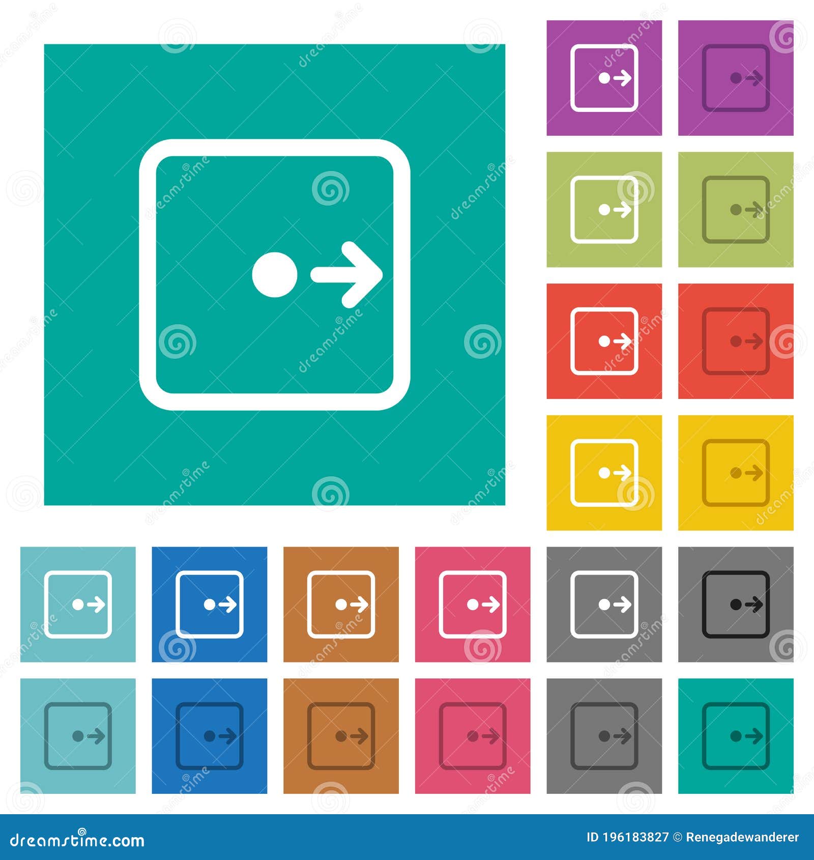 Move Object Right Square Flat Multi Colored Icons Stock Vector ...