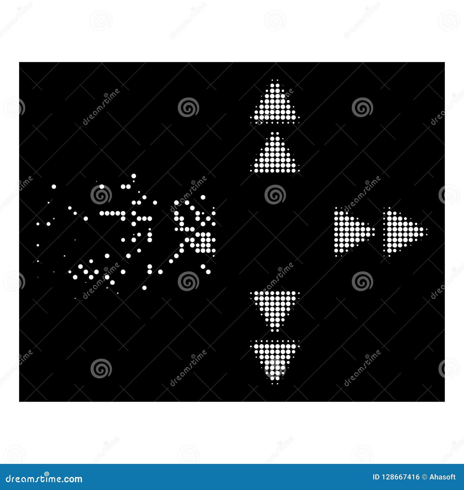 White Fragmented Dot Halftone Move Out Icon Stock Vector - Illustration ...