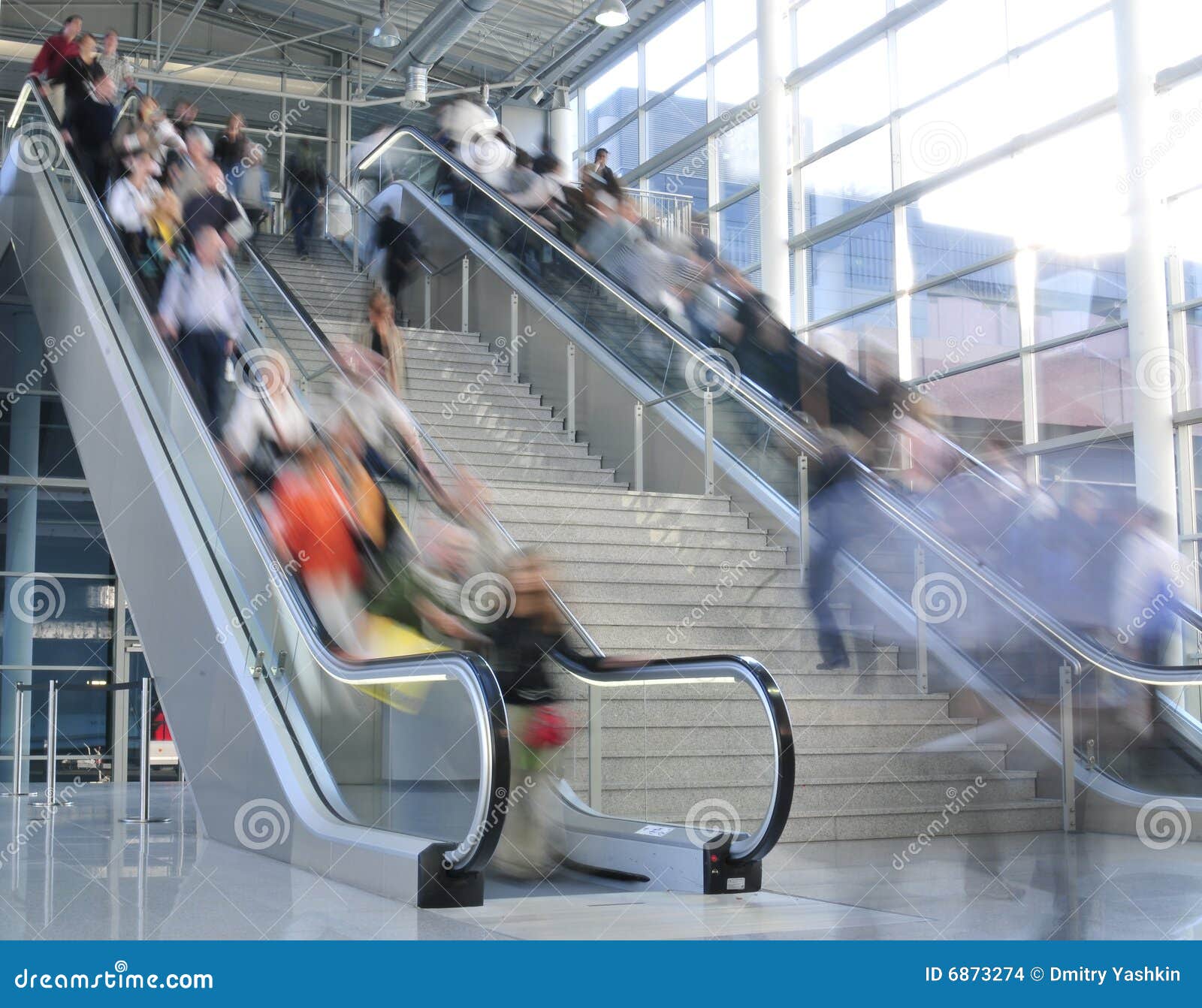 Move people on escalator stock photo. Image of corridor - 6873274