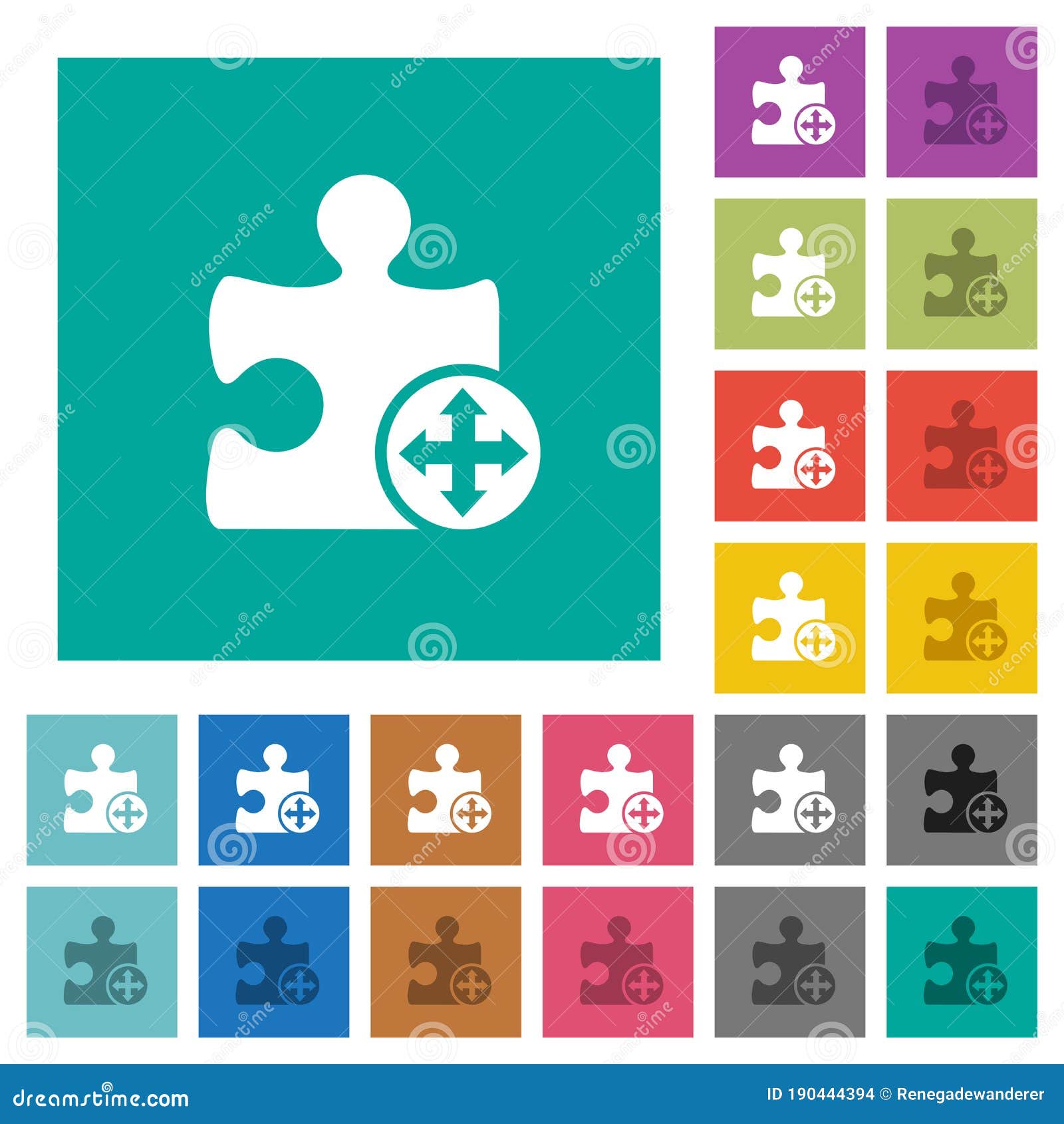 Move Plugin Square Flat Multi Colored Icons Stock Vector - Illustration ...
