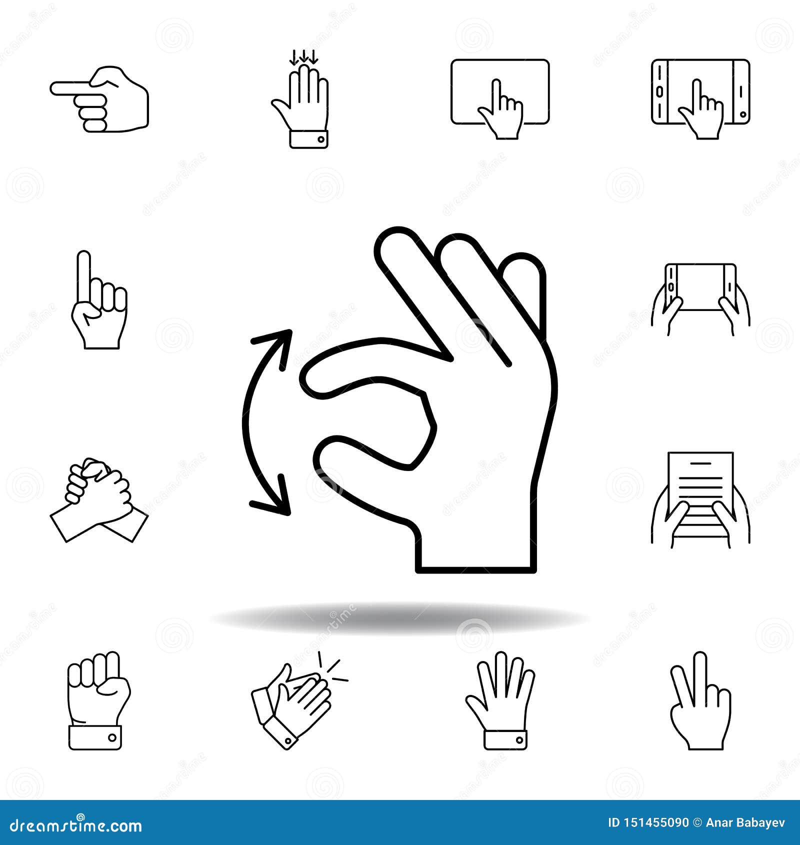 Move Swipe Finger Gesture Outline Icon Set Of Hand Gesturies Illustration Stock Illustration