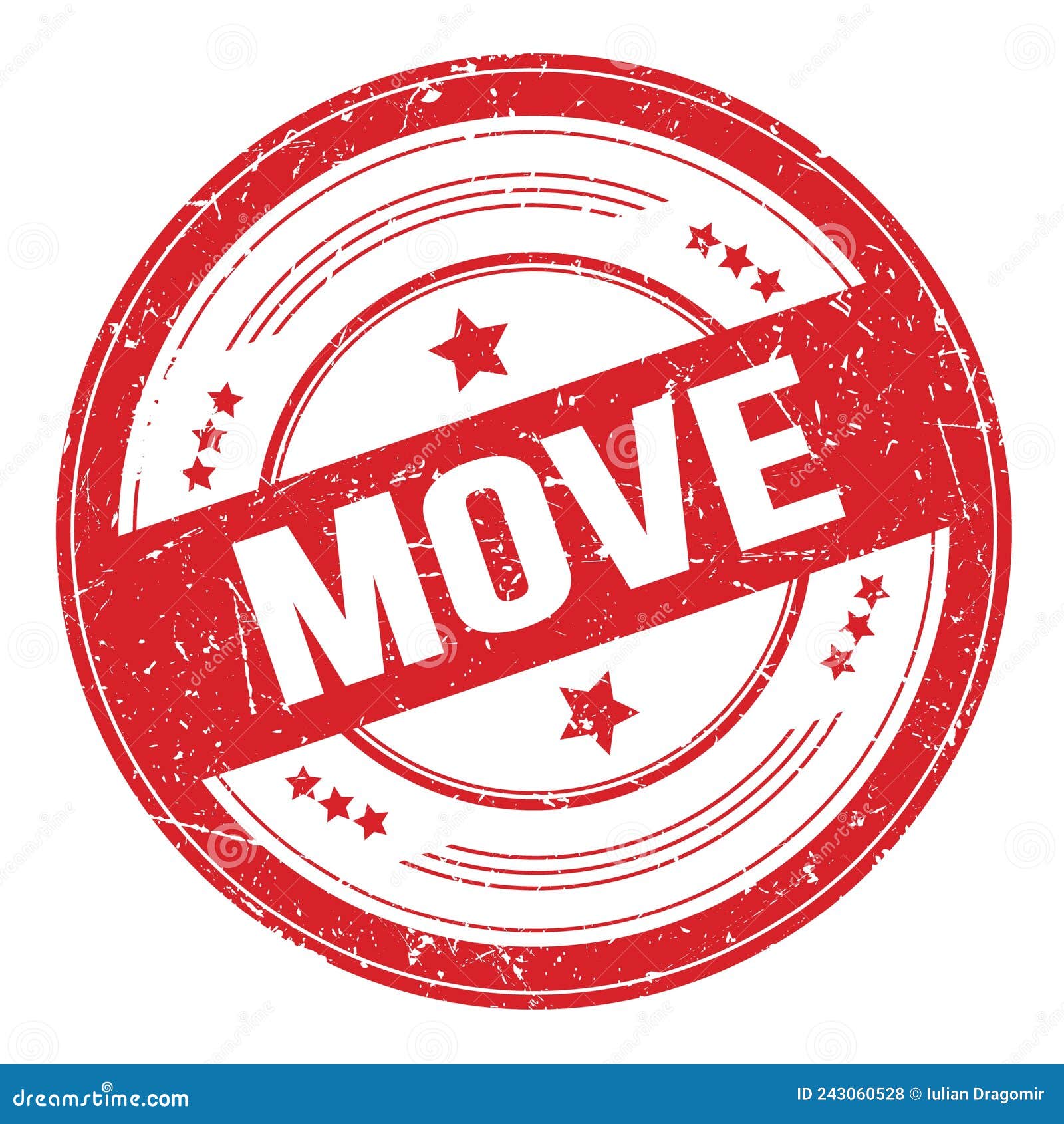 MOVE Text on Red Round Grungy Stamp Stock Illustration - Illustration ...