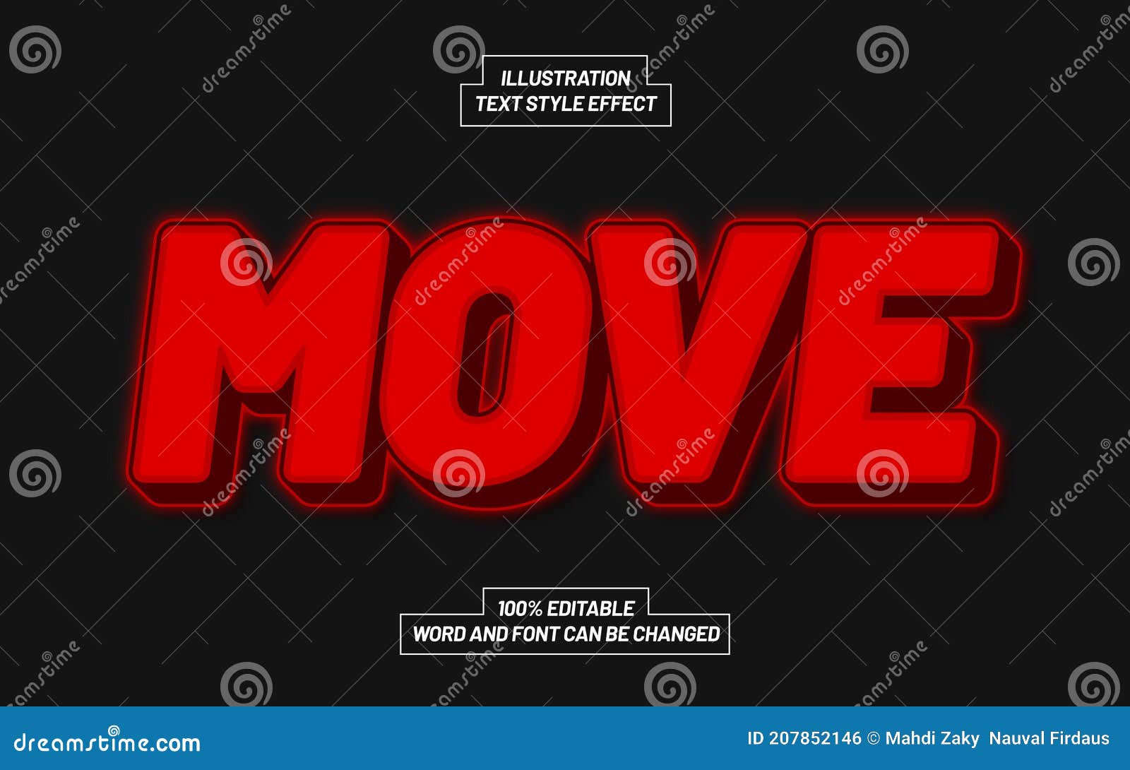 Move Red Text Style Effect stock vector. Illustration of background ...