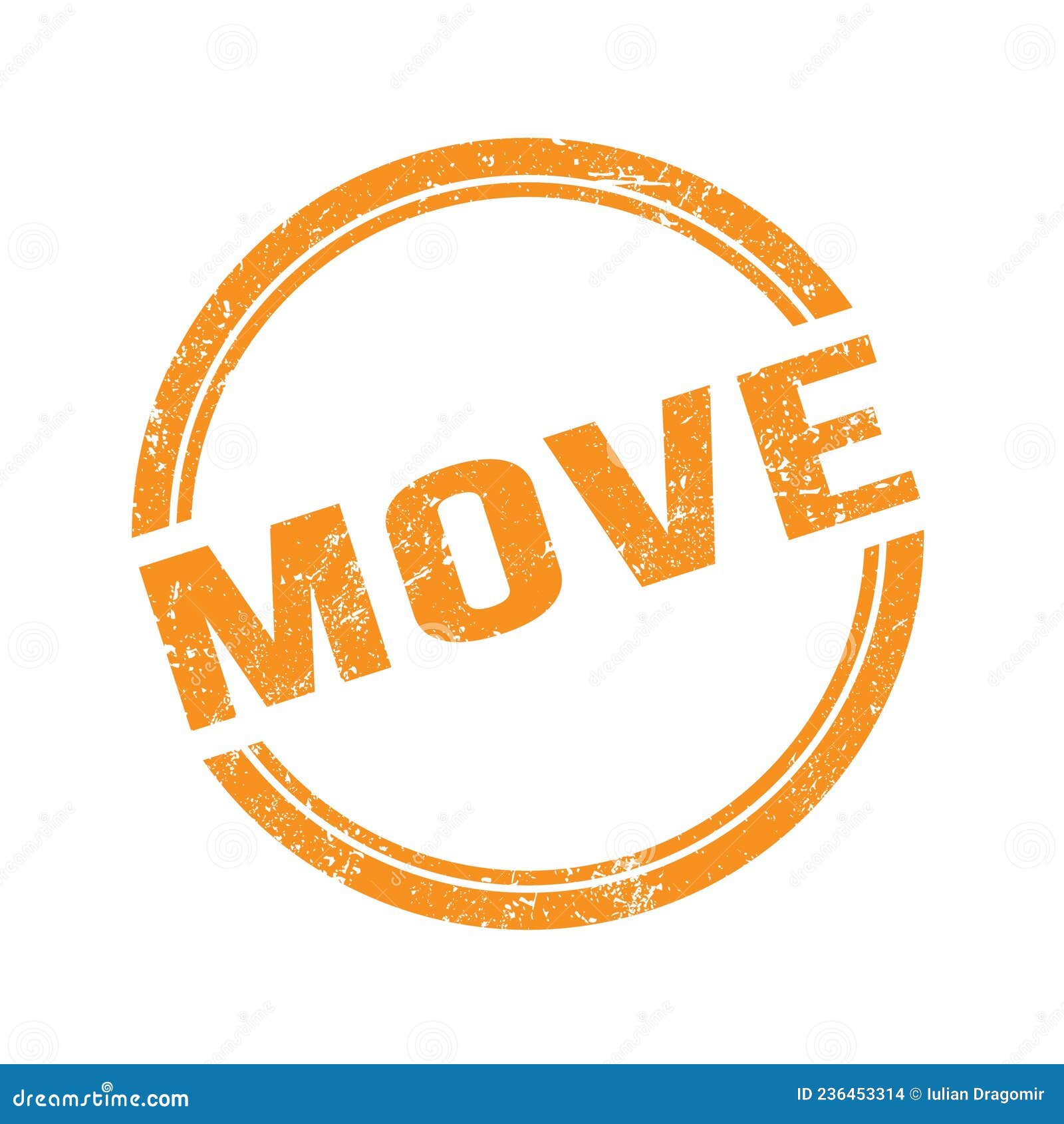 MOVE Text Written on Orange Grungy Round Stamp Stock Illustration ...