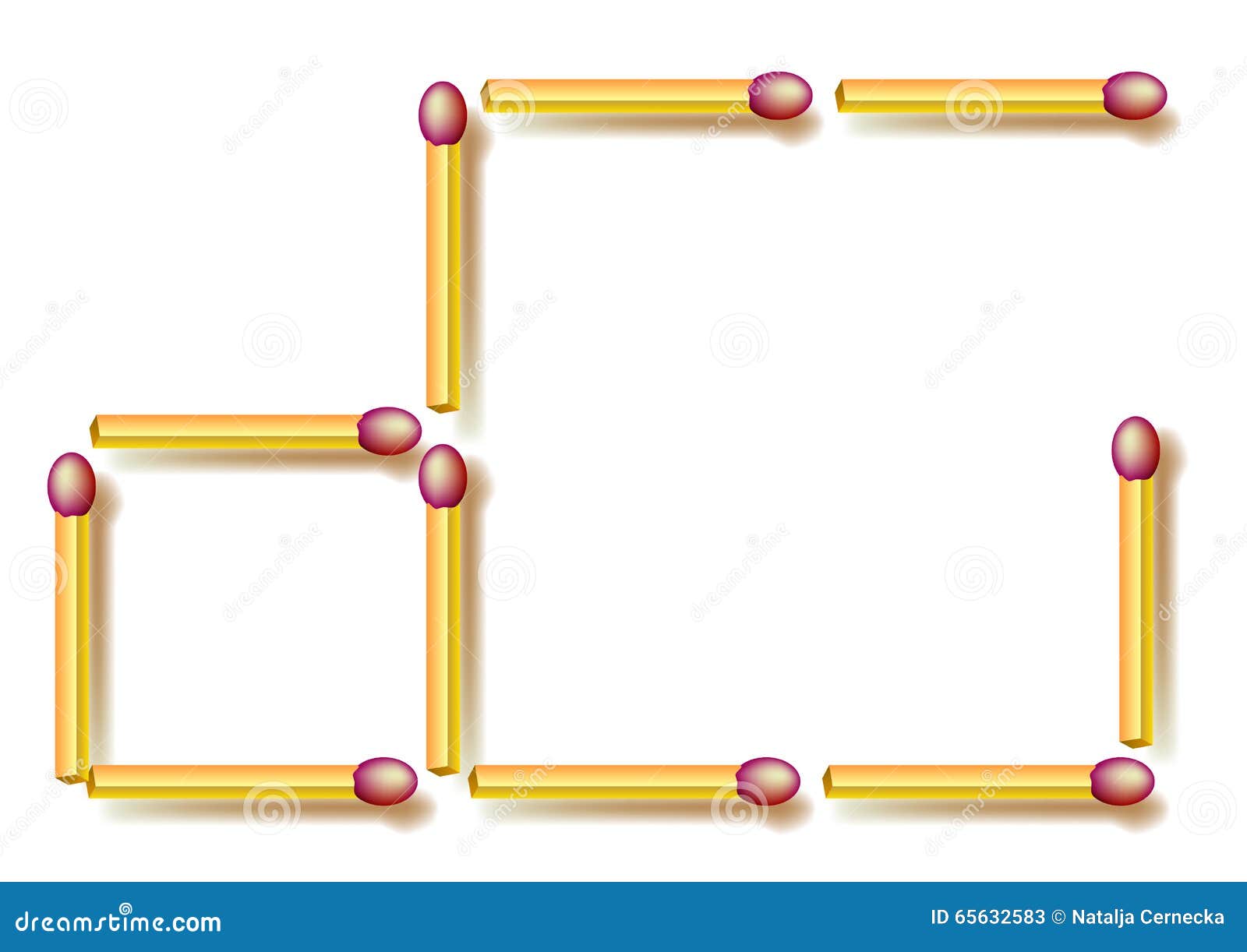 Move Three Matchsticks To Make Three Squares. Logic Puzzle. Stock ...