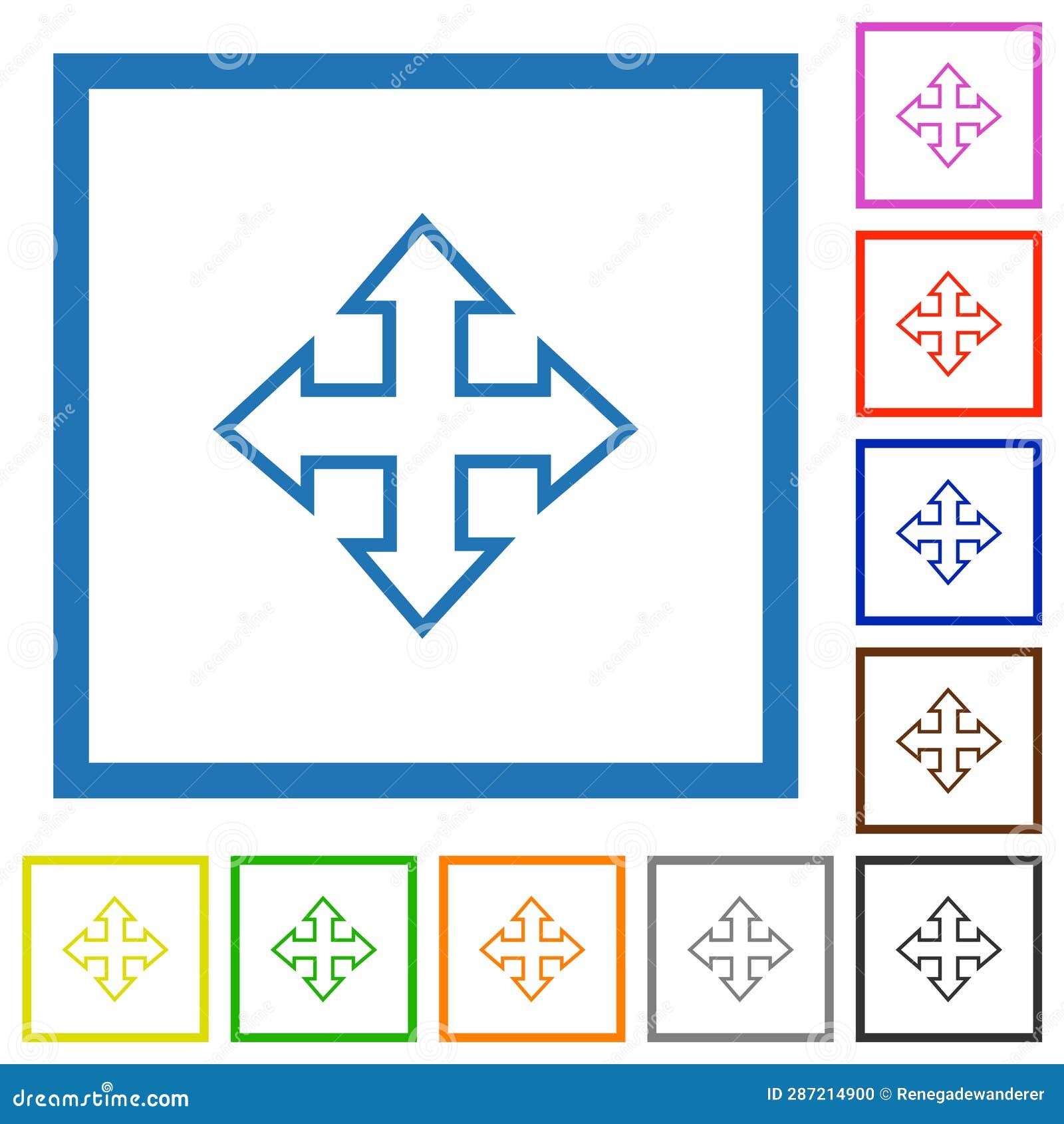 Move Tool Outline Flat Framed Icons Stock Vector - Illustration of ...