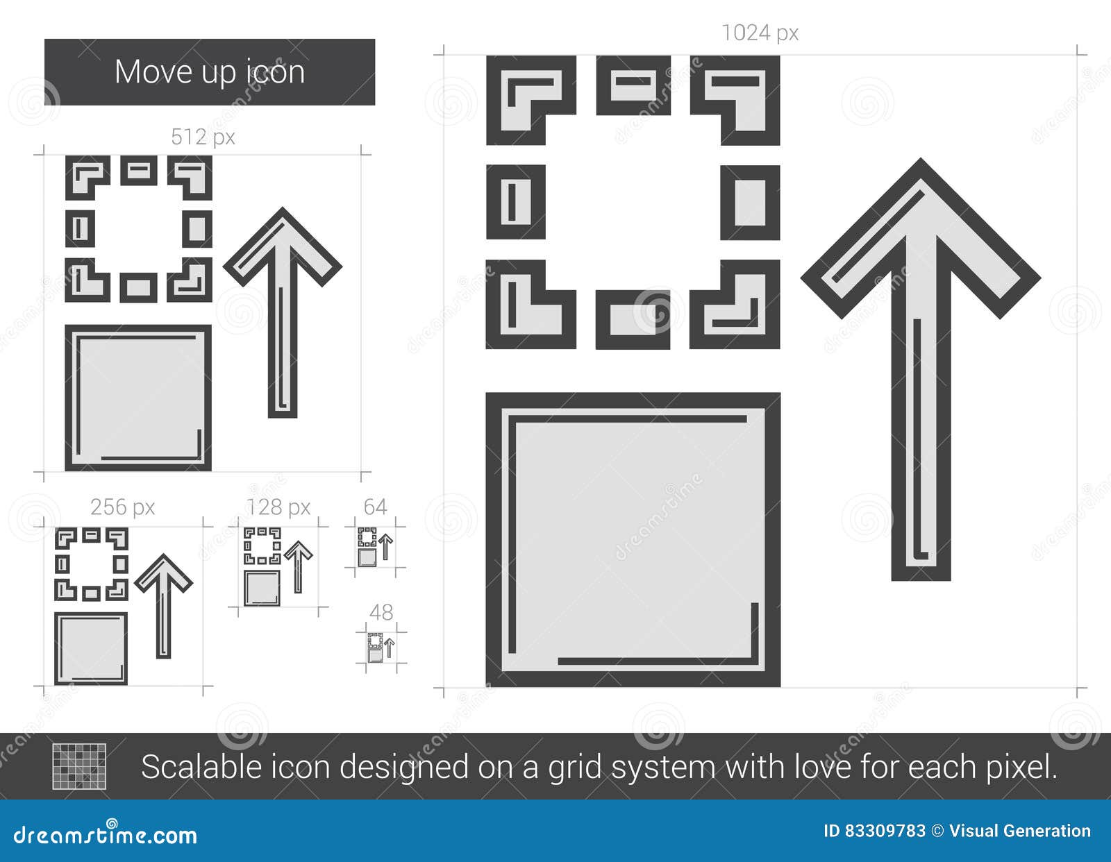Move up line icon. stock vector. Illustration of outline - 83309783