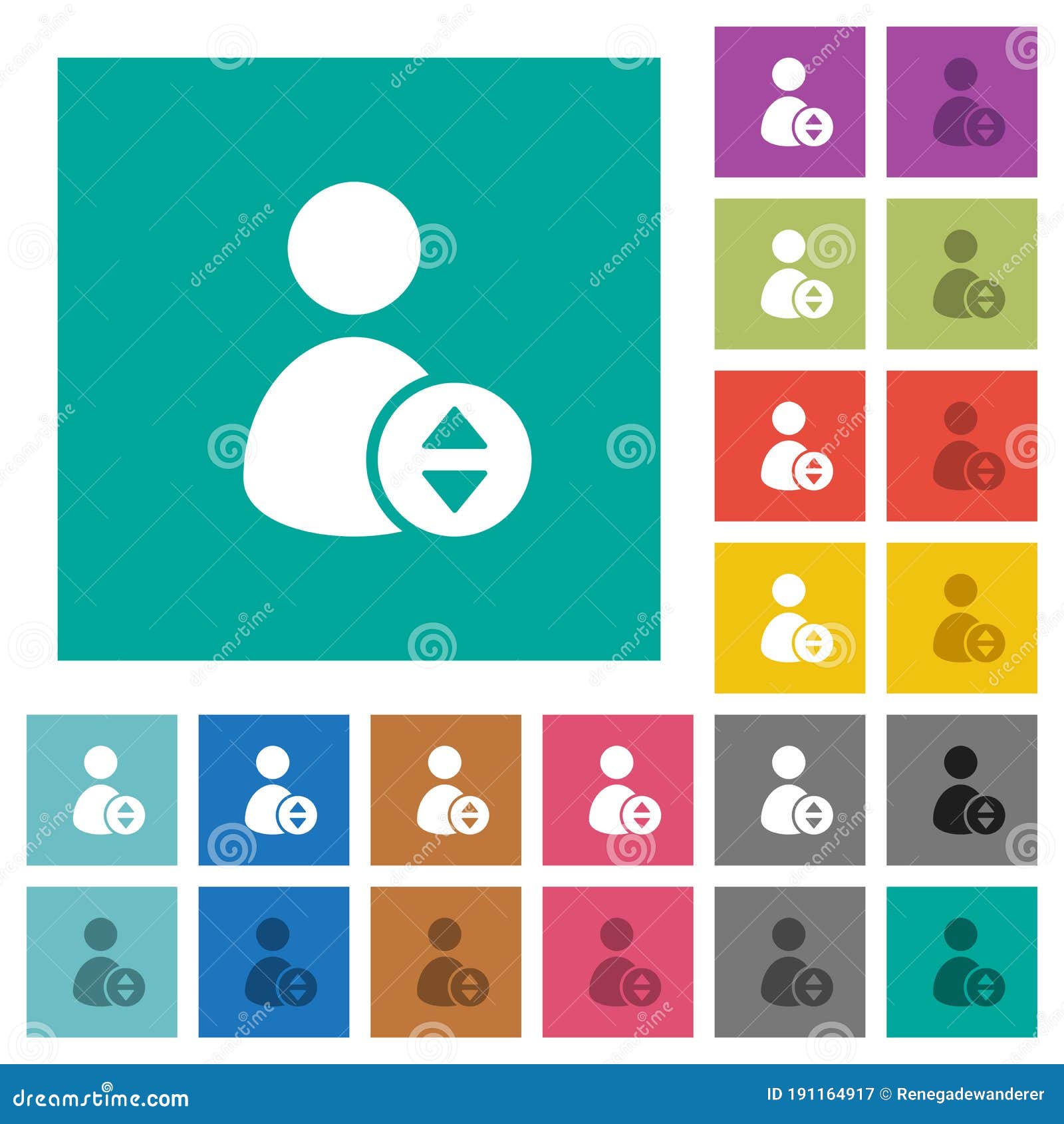 Move User Account Square Flat Multi Colored Icons Ilustração do Vetor ...
