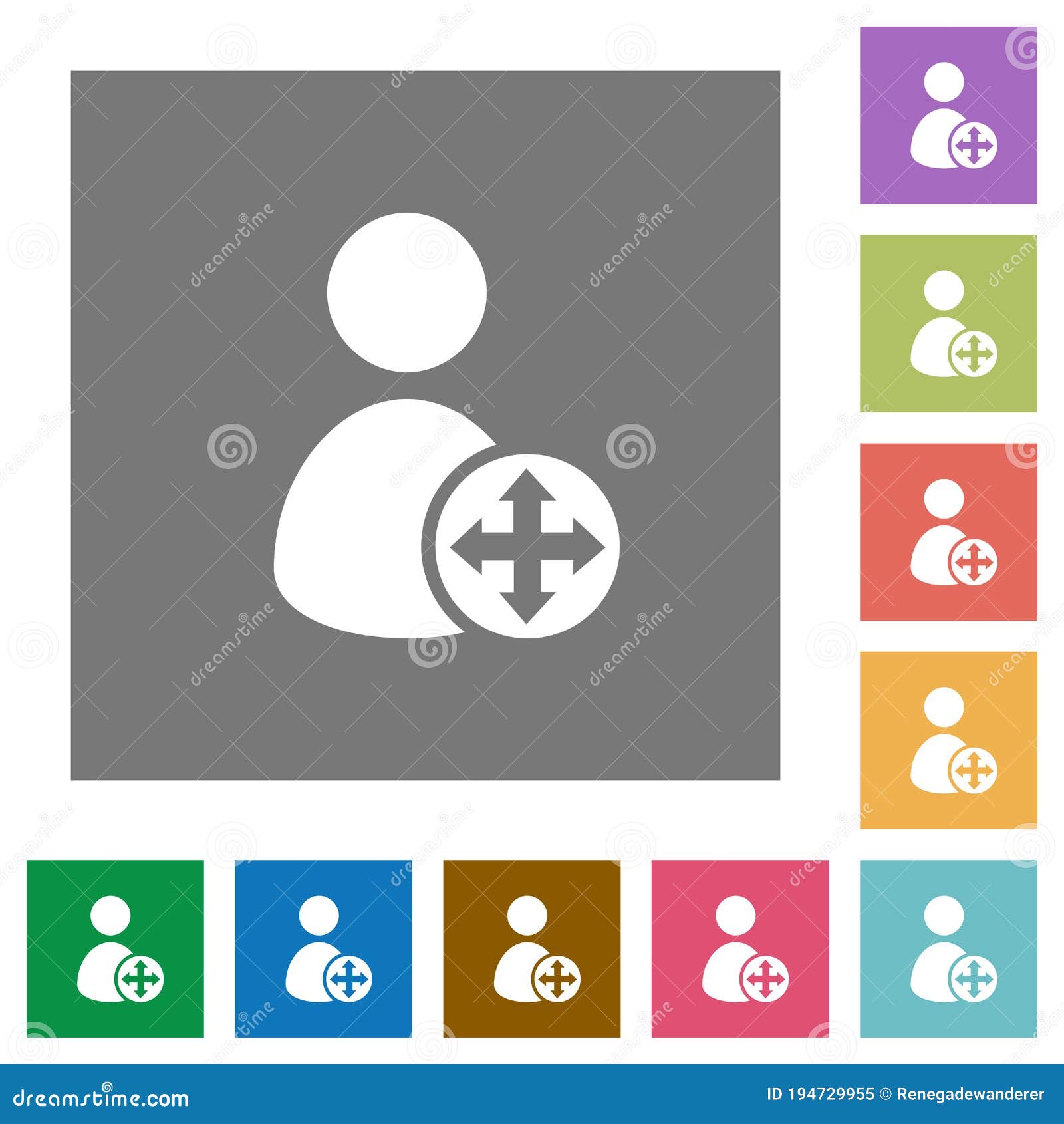Move User Square Flat Icons Stock Vector - Illustration of relocate ...