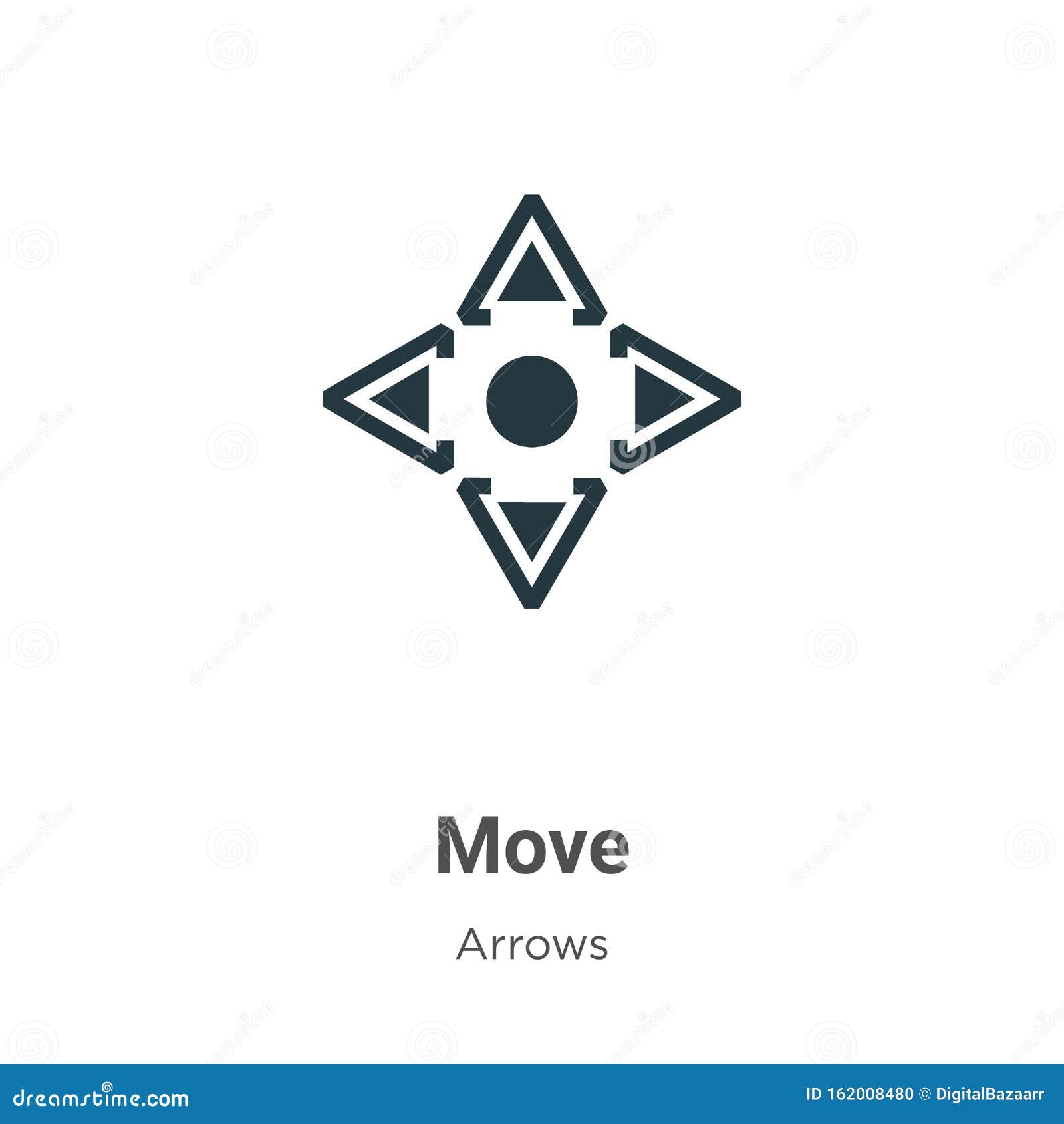 Move Vector Icon on White Background. Flat Vector Move Icon Symbol Sign ...