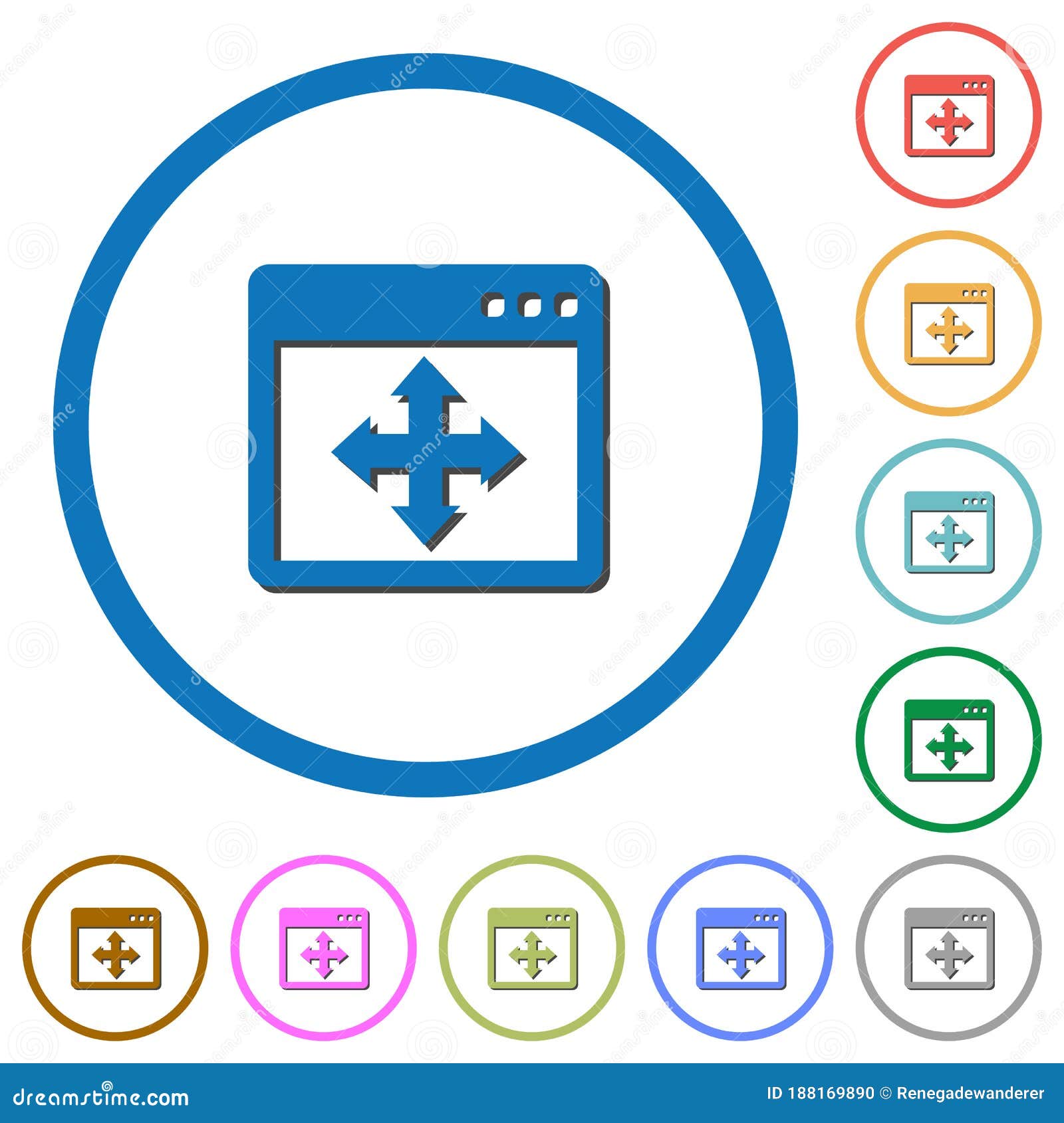 Move Window Icons with Shadows and Outlines Stock Vector - Illustration ...