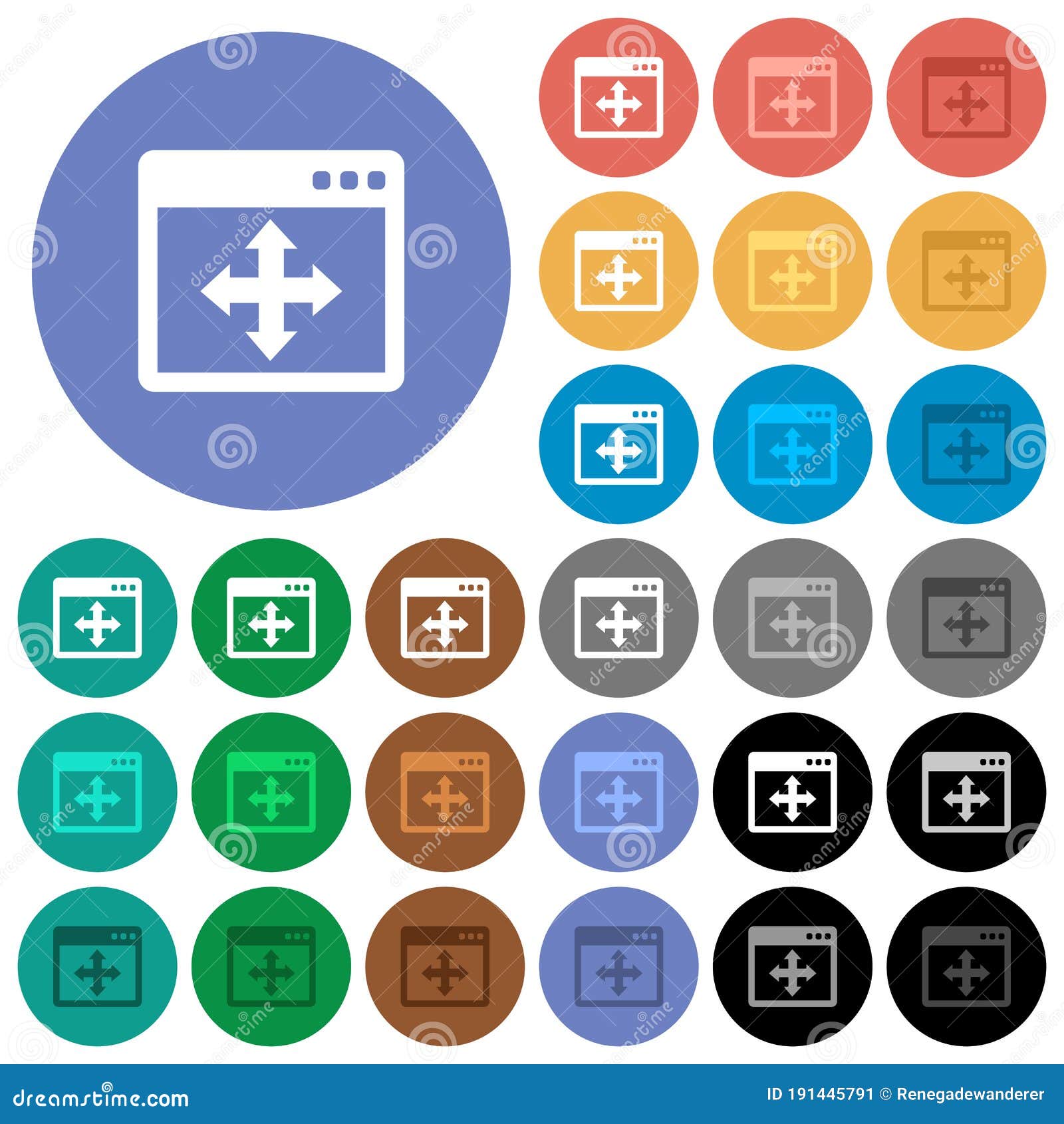 Move Window Round Flat Multi Colored Icons Stock Vector - Illustration ...
