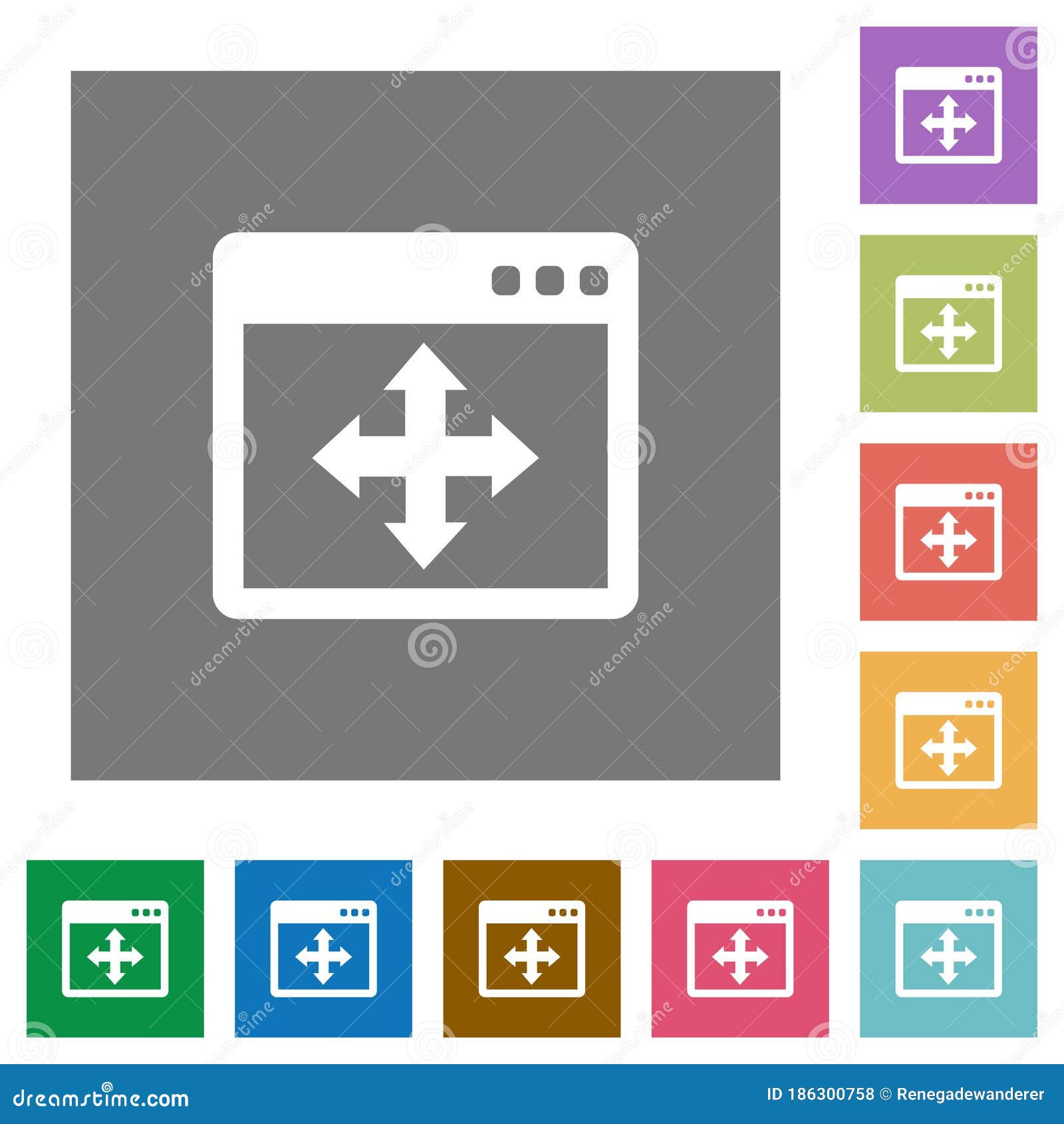 Move Window Square Flat Icons Stock Vector - Illustration of flat ...