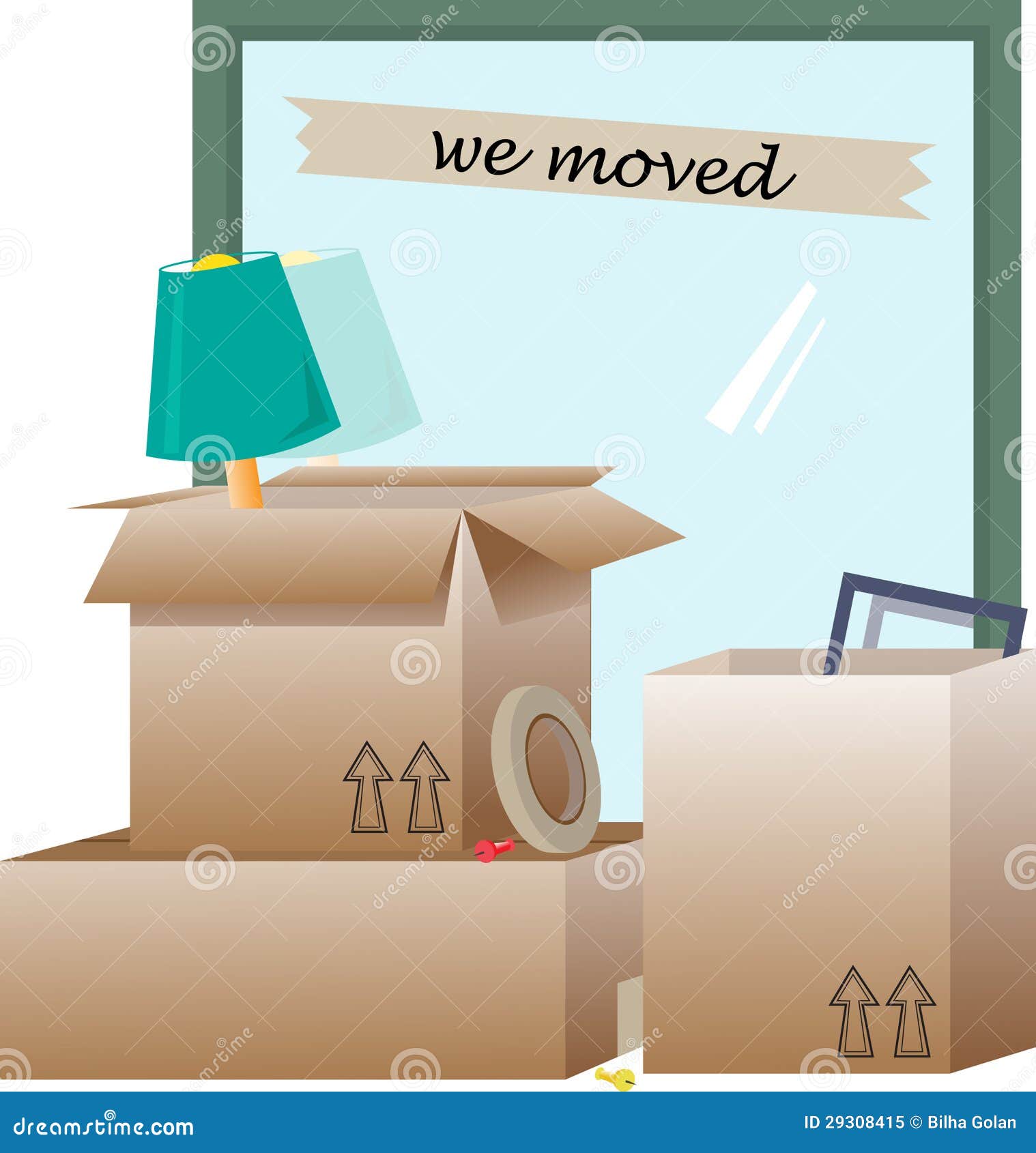 We Moved stock vector. Illustration of vector, frame - 29308415