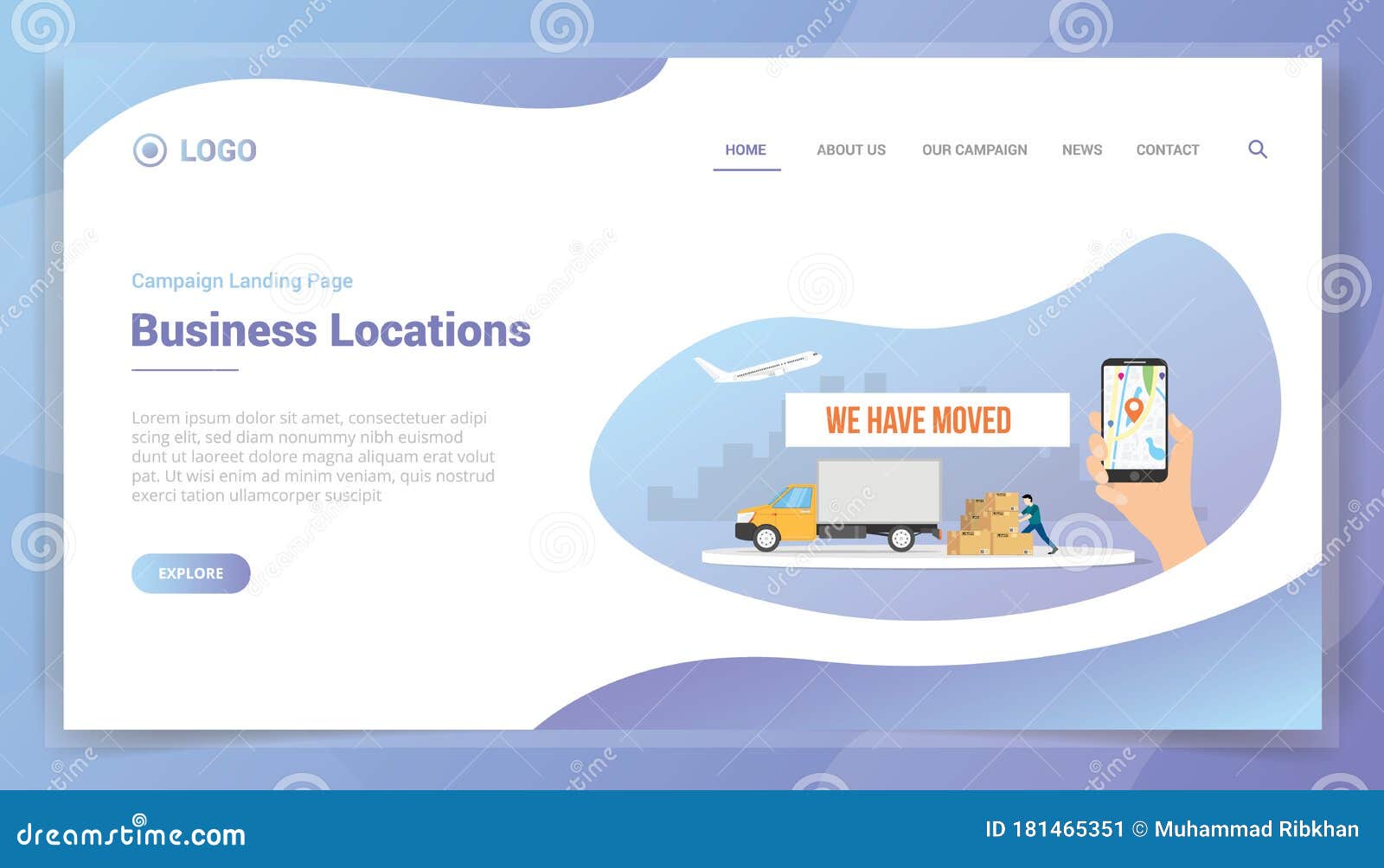Moved Business Location Concept for Website Template or Landing ...